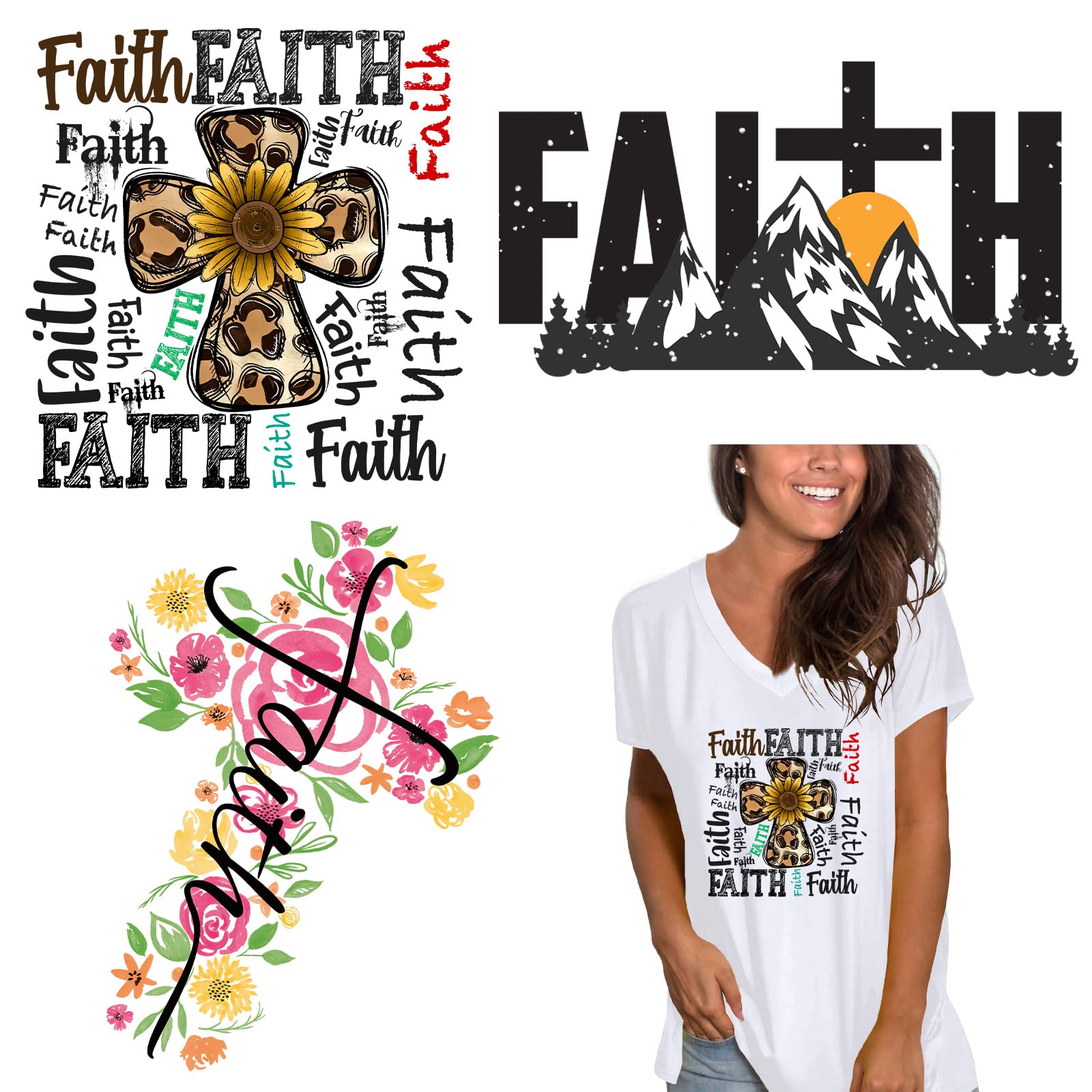 Amazon.com: AMONEYLS Faith Iron On Transfer Heat Transfer Patches Iron ...