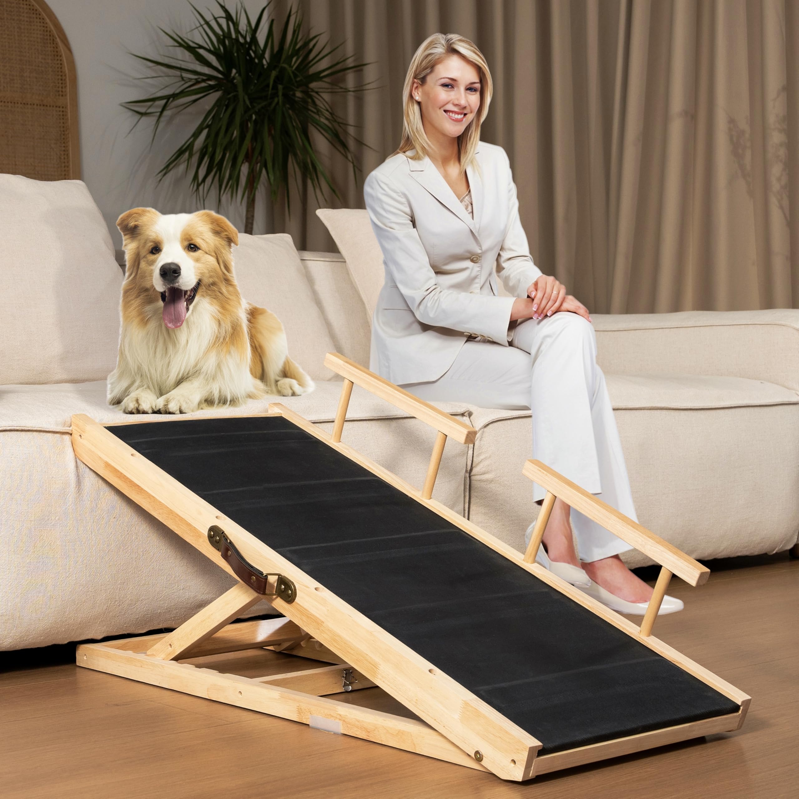 Amazon.com : Dog Ramp for Bed Adjustable Collapsible, Side Stable Dog ...