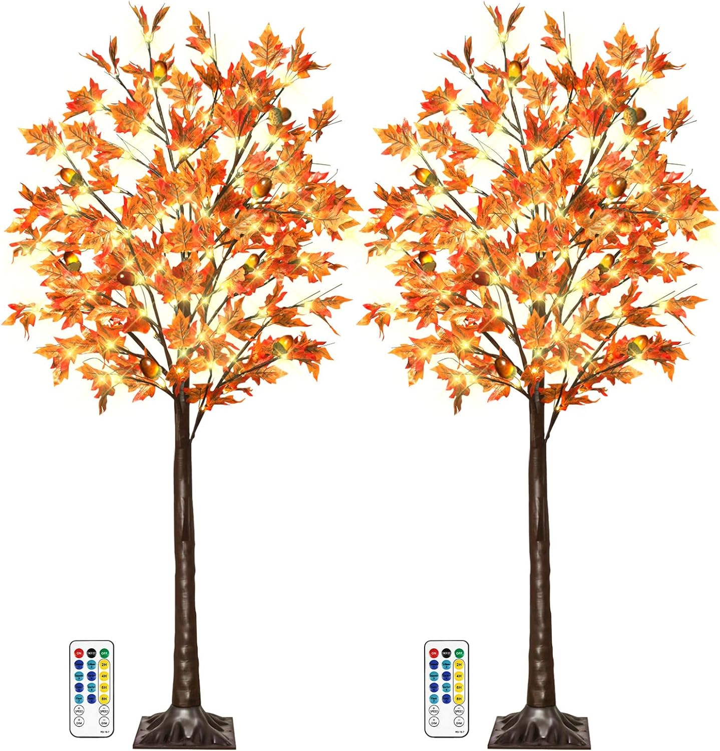 Amazon.com: 2 Pack 5FT 90LED Lighted Maple Tree - Thanksgiving Decor ...