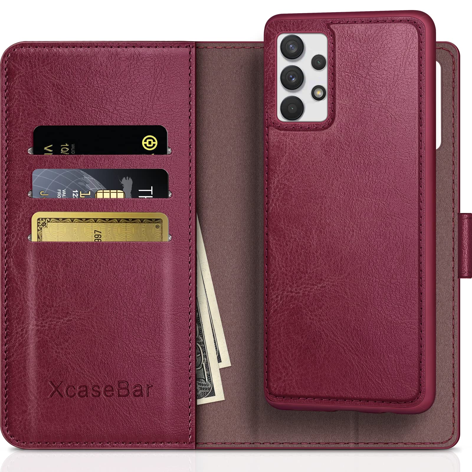 Amazon.com: XcaseBar 2-in-1 Detachable for Samsung Galaxy A32 5G Wallet case with 【RFID Blocking ...