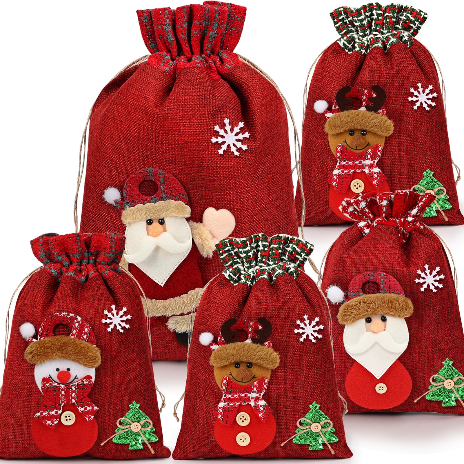 Amazon.com: Shintop 3D Christmas Gift Bags Drawstring, 5pcs Cute Cloth ...