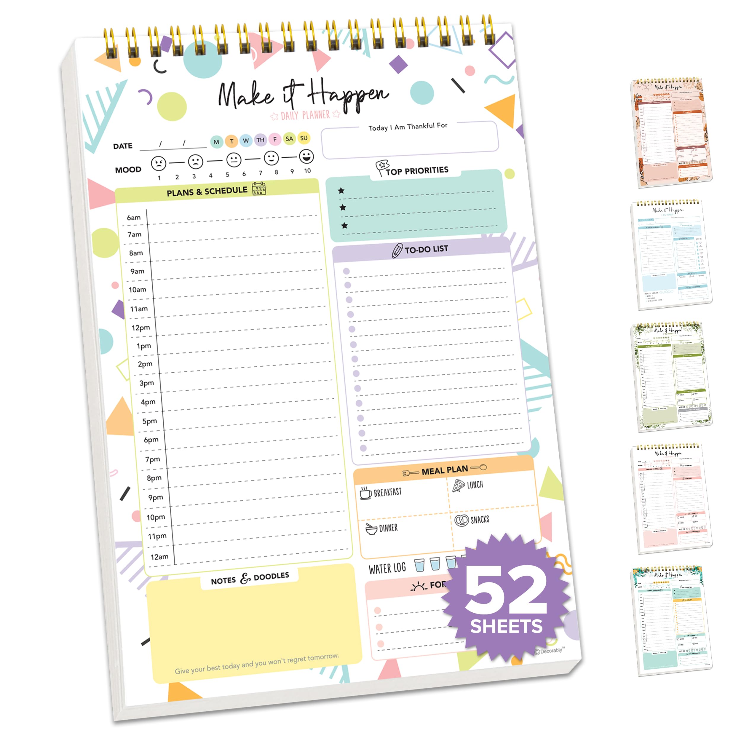 Snapklik.com : 52 Sheets Colorful Pastel Undated Daily Planner Pad ...