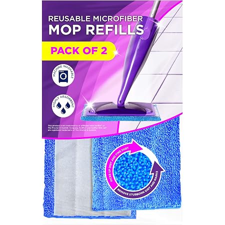 Turbo Mops Reusable Floor Mop Pads - Pack of 4 Machine Washable, 12 ...