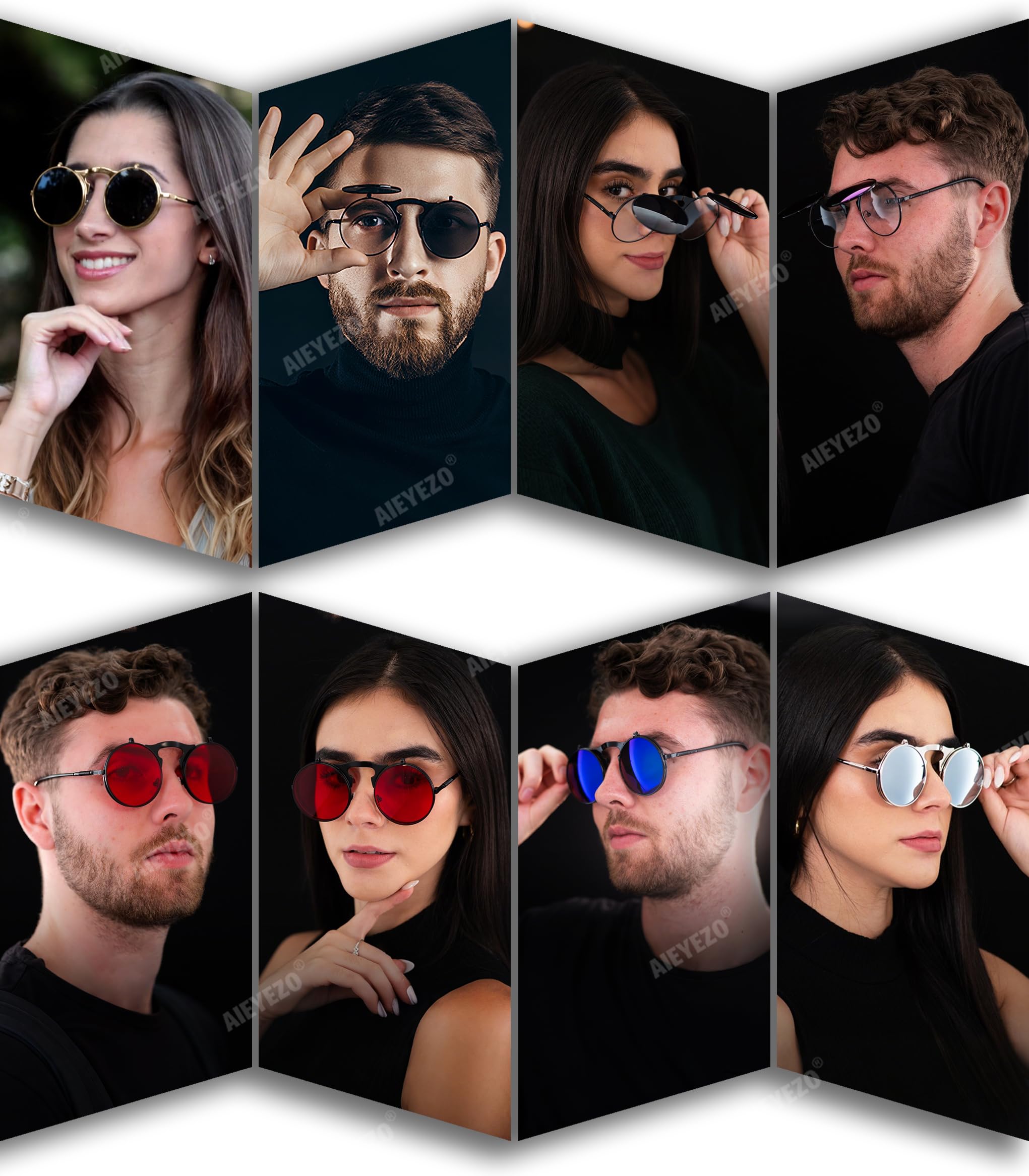 Snapklik.com : AIEYEZO Round Flip Up Sunglasses For Men And Women Rave ...