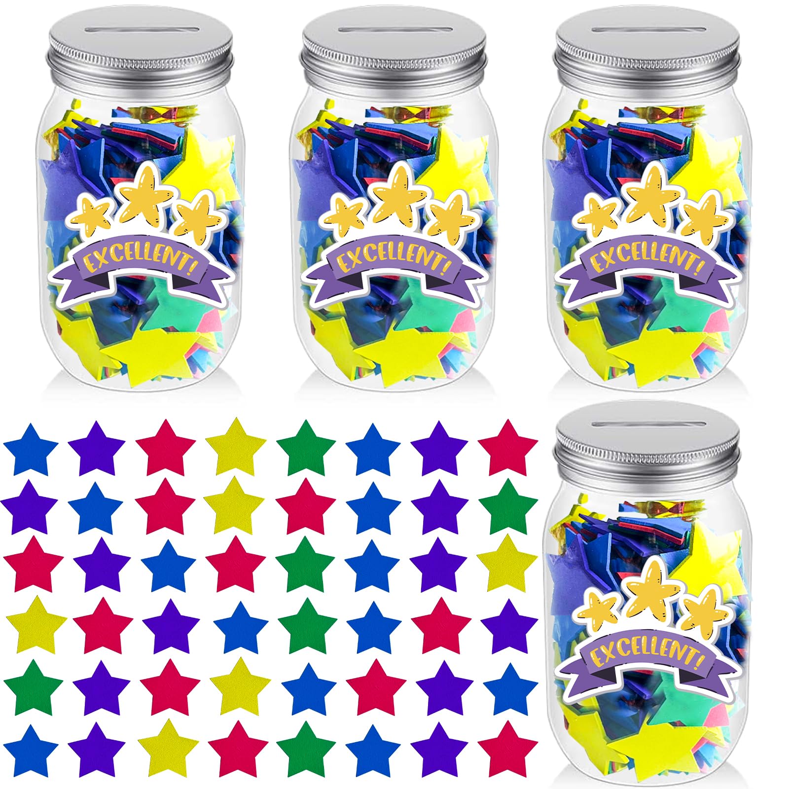 Snapklik.com : 4 Pack Star Reward Jar For Kids