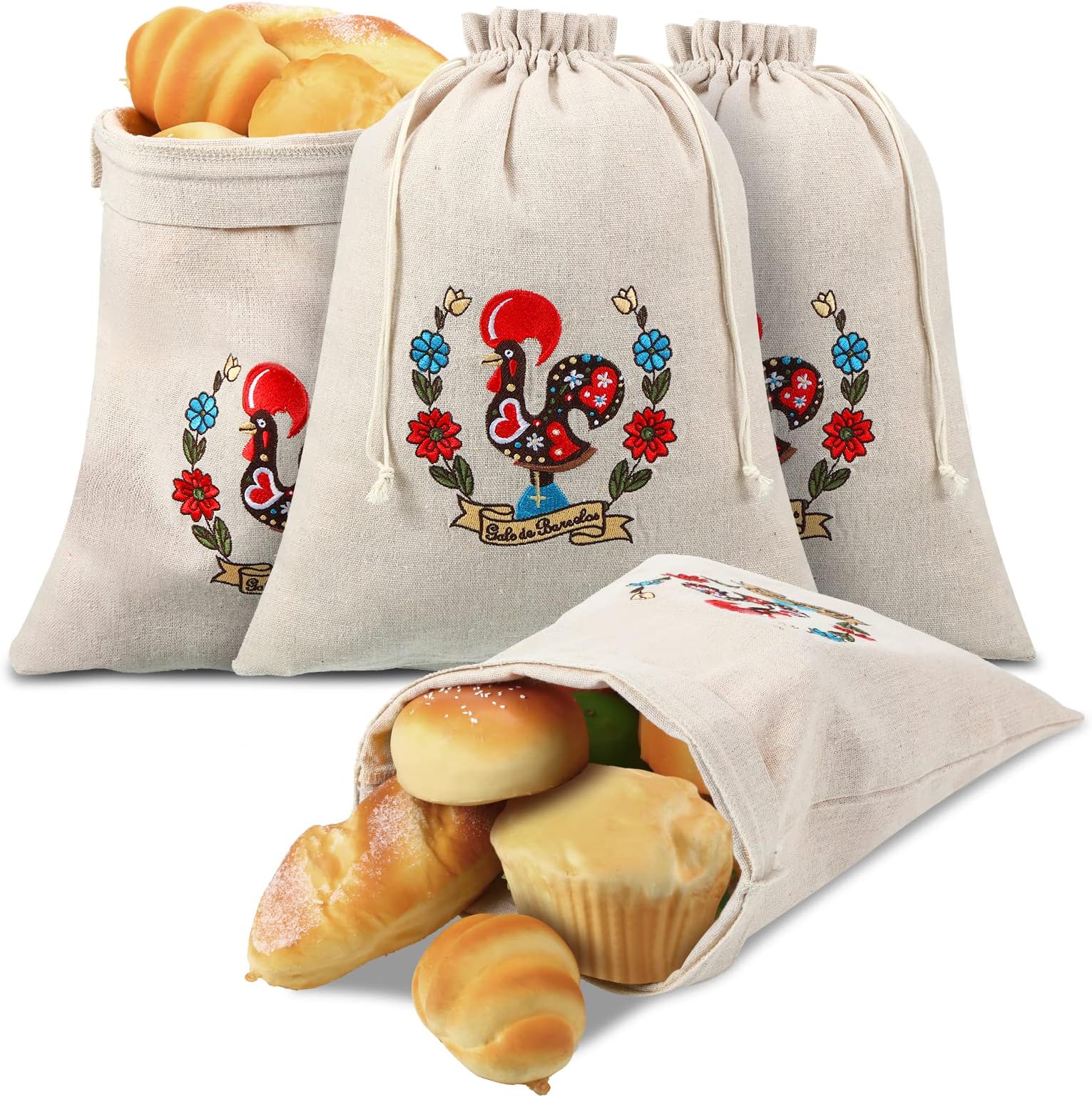 Amazon.com: Woanger 4 Pcs Linen Bread Bags for Homemade Bread 12 x 15 ...