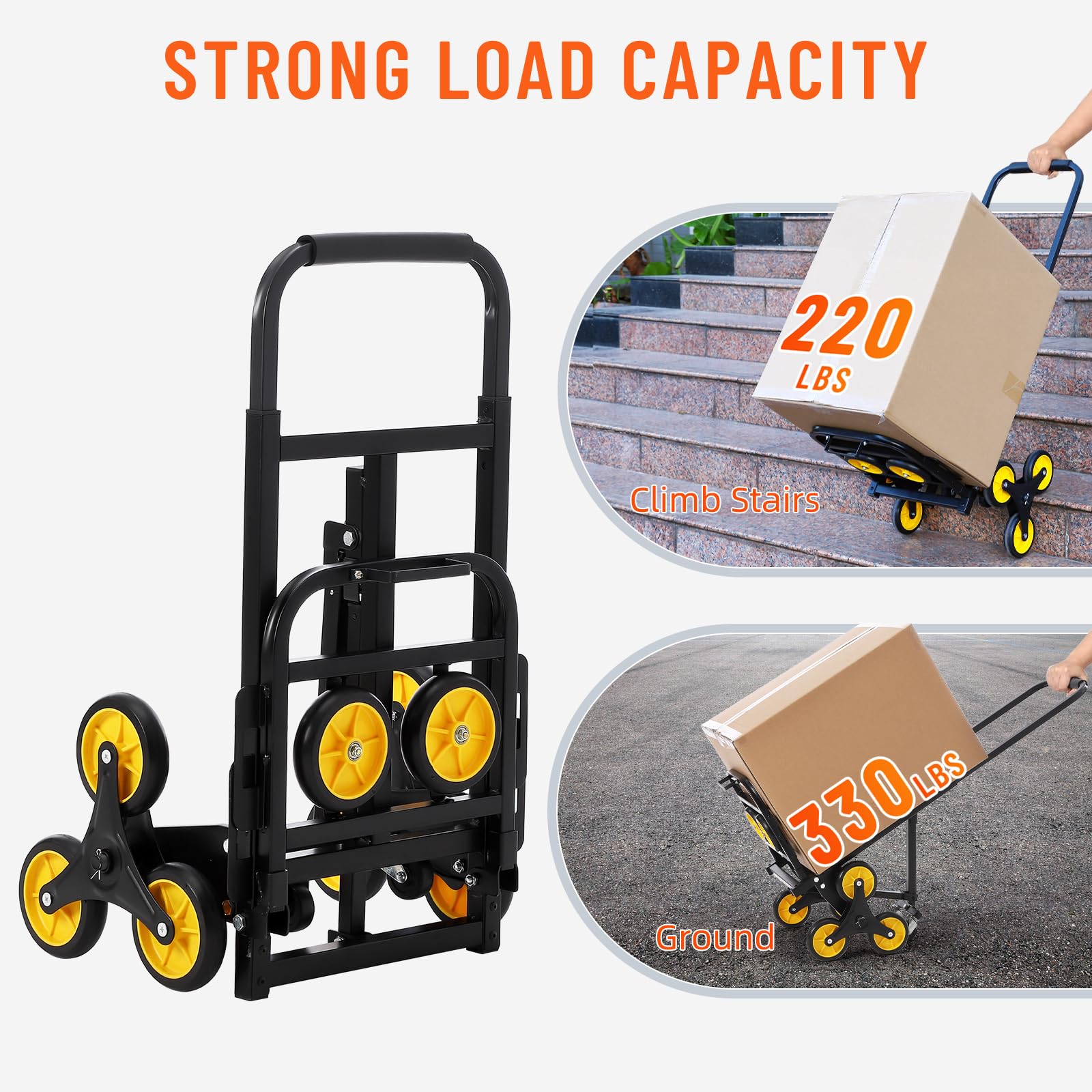 Snapklik.com : Stair Climber Hand Truck - 330 Lb Capacity Foldable Cart