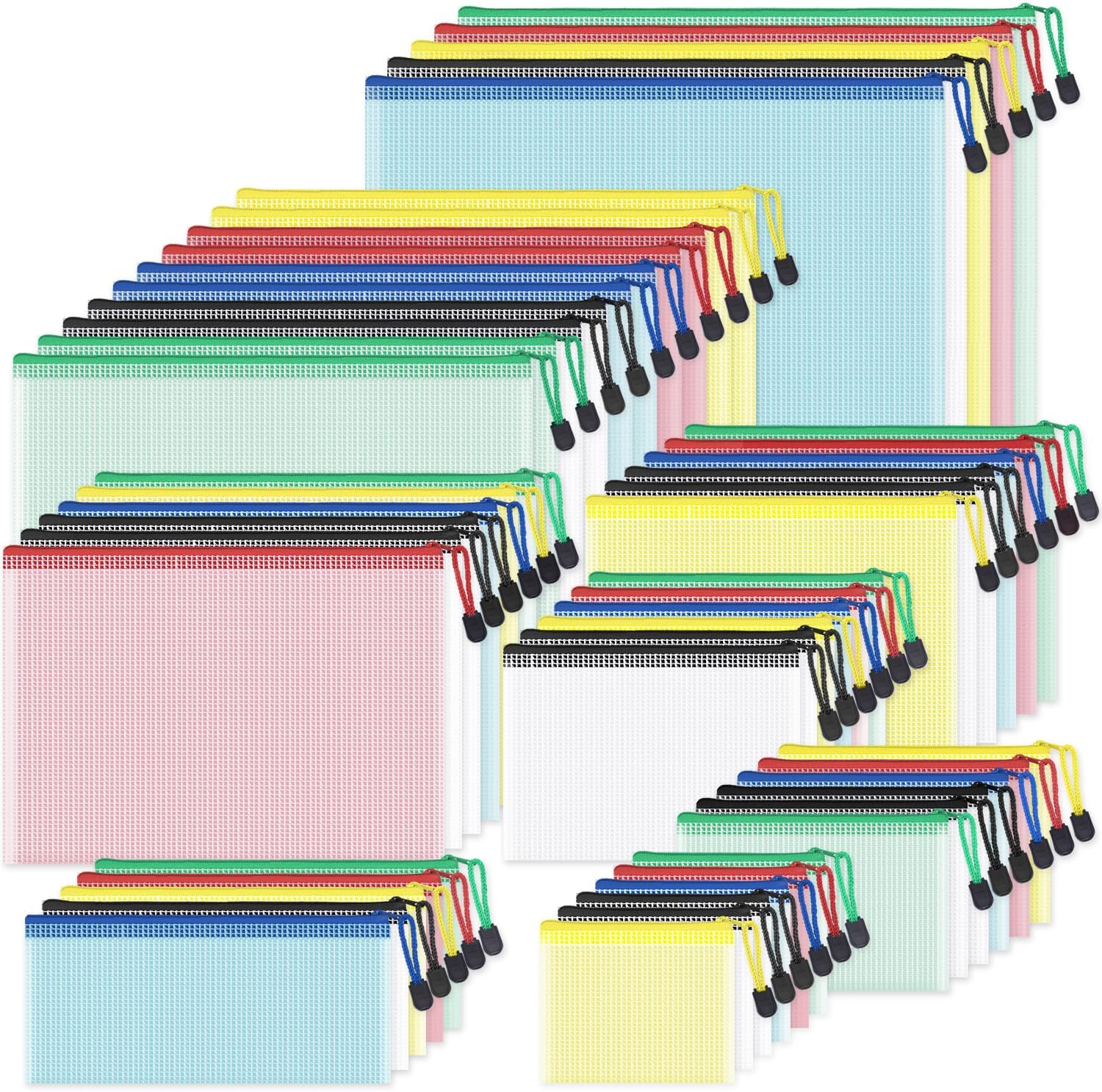 Amazon.com : 50 Pieces Multi-Size Zipper Pouches Bags, 8 Size 5 Colors ...