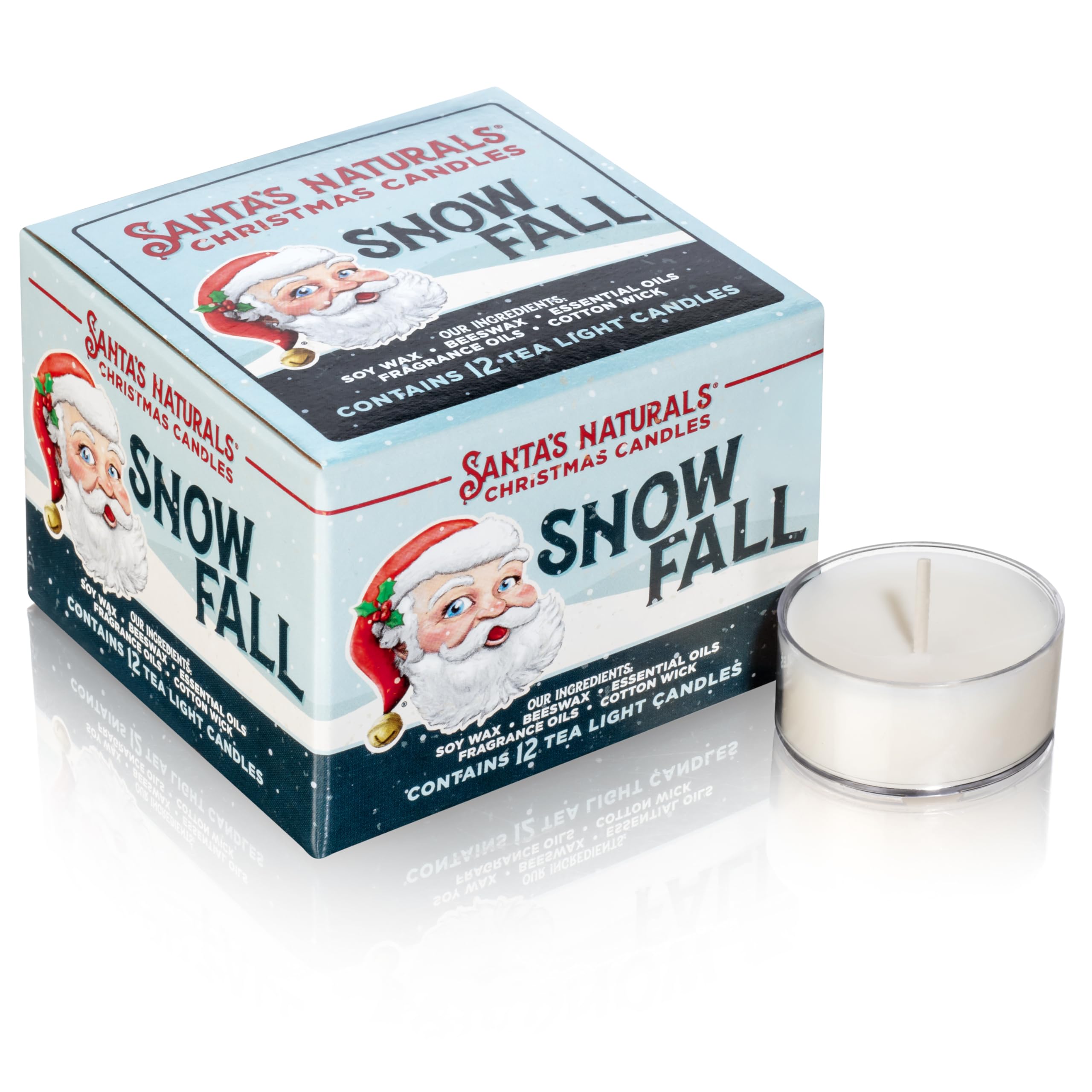 Amazon.com: Santa's Naturals Snow Fall Christmas Tea Light Candles (12 ...