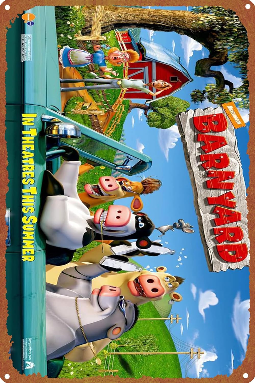 Amazon.com : Barnyard Men's Wall Decoration Old Car Shop Movie Poster ...