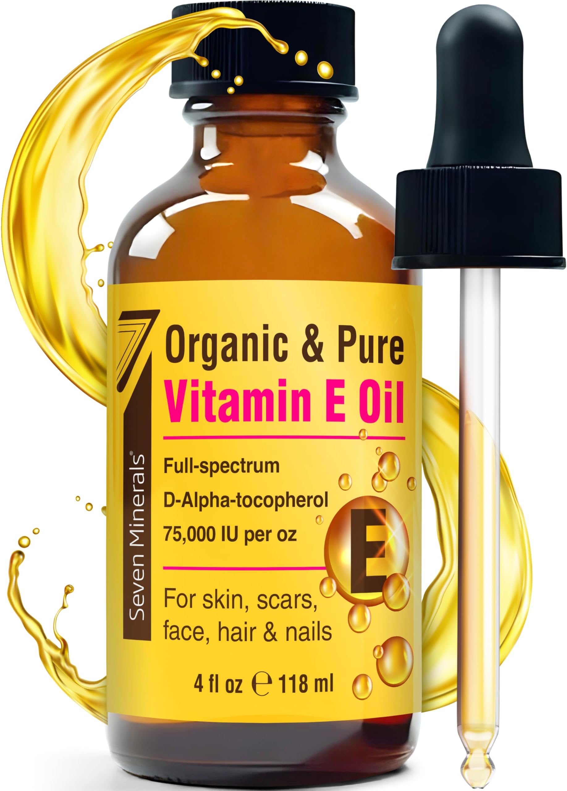 Amazon.com: Seven Minerals Ultra Pure Vitamin E Oil - 300,000 IU Full ...