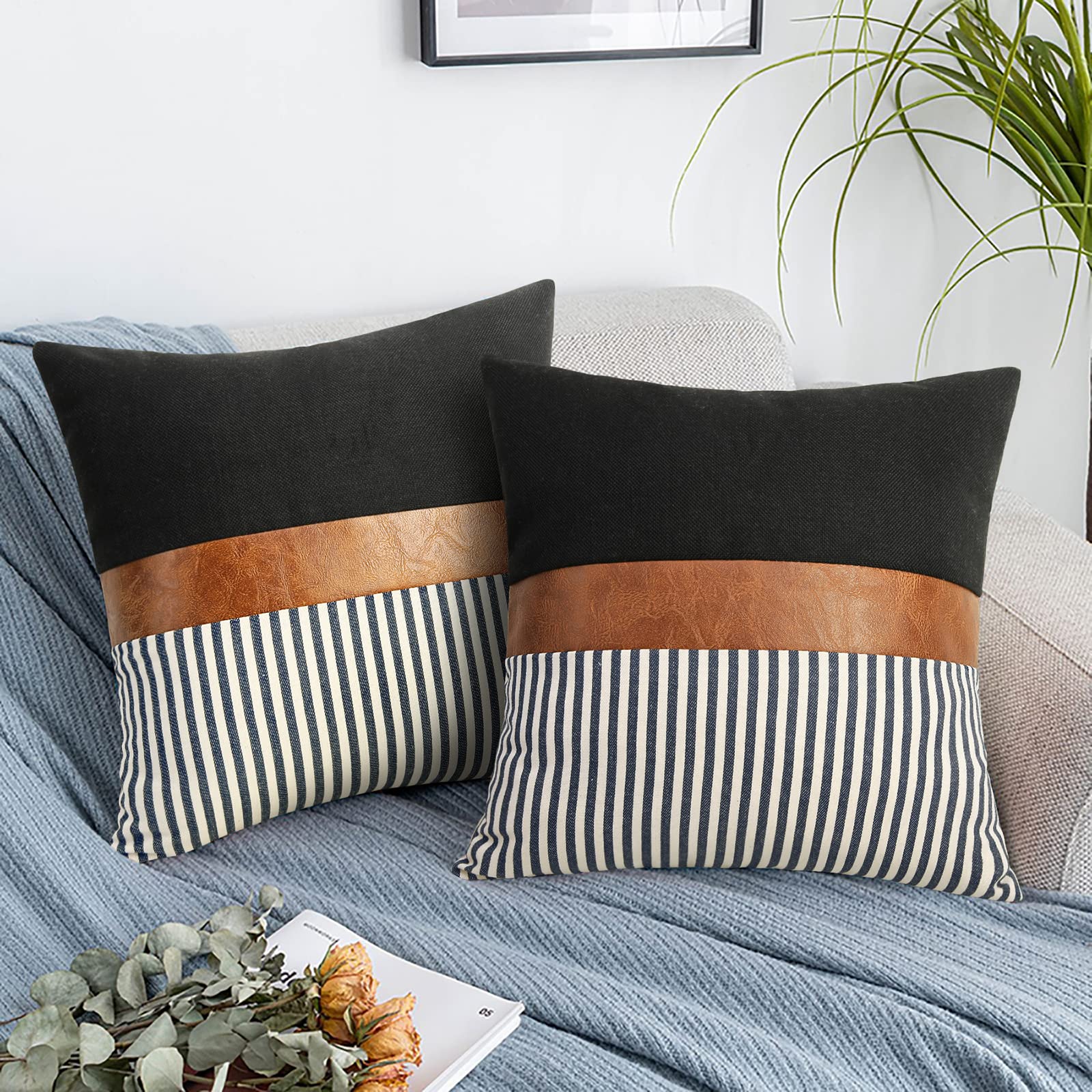 Amazon.com: cygnus 22x22 inches Pillow Covers Set of 2 Farmhouse Decor ...