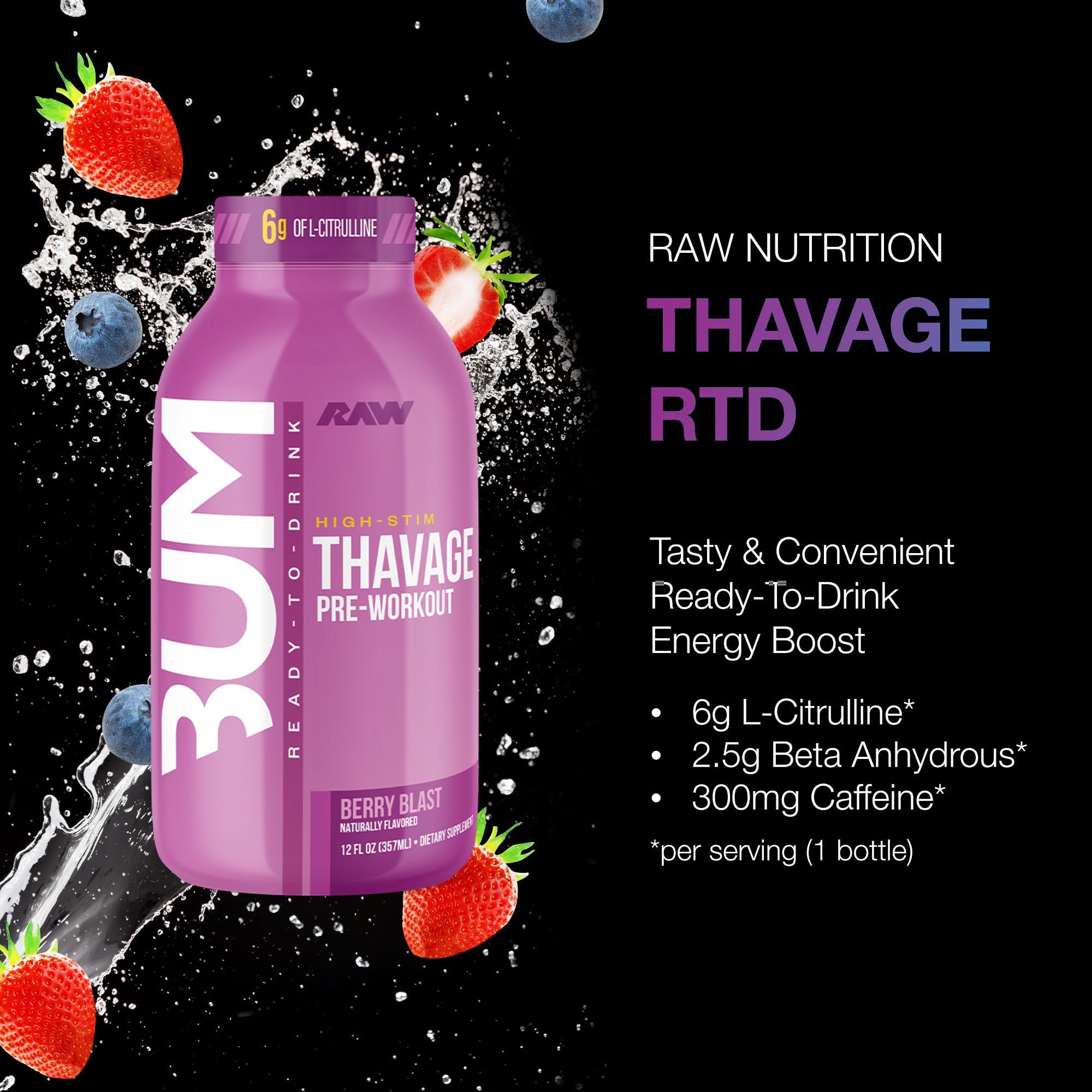 Snapklik.com : RAW Ready To Drink Pre-Workout Drink - BUM Thavage RTD ...