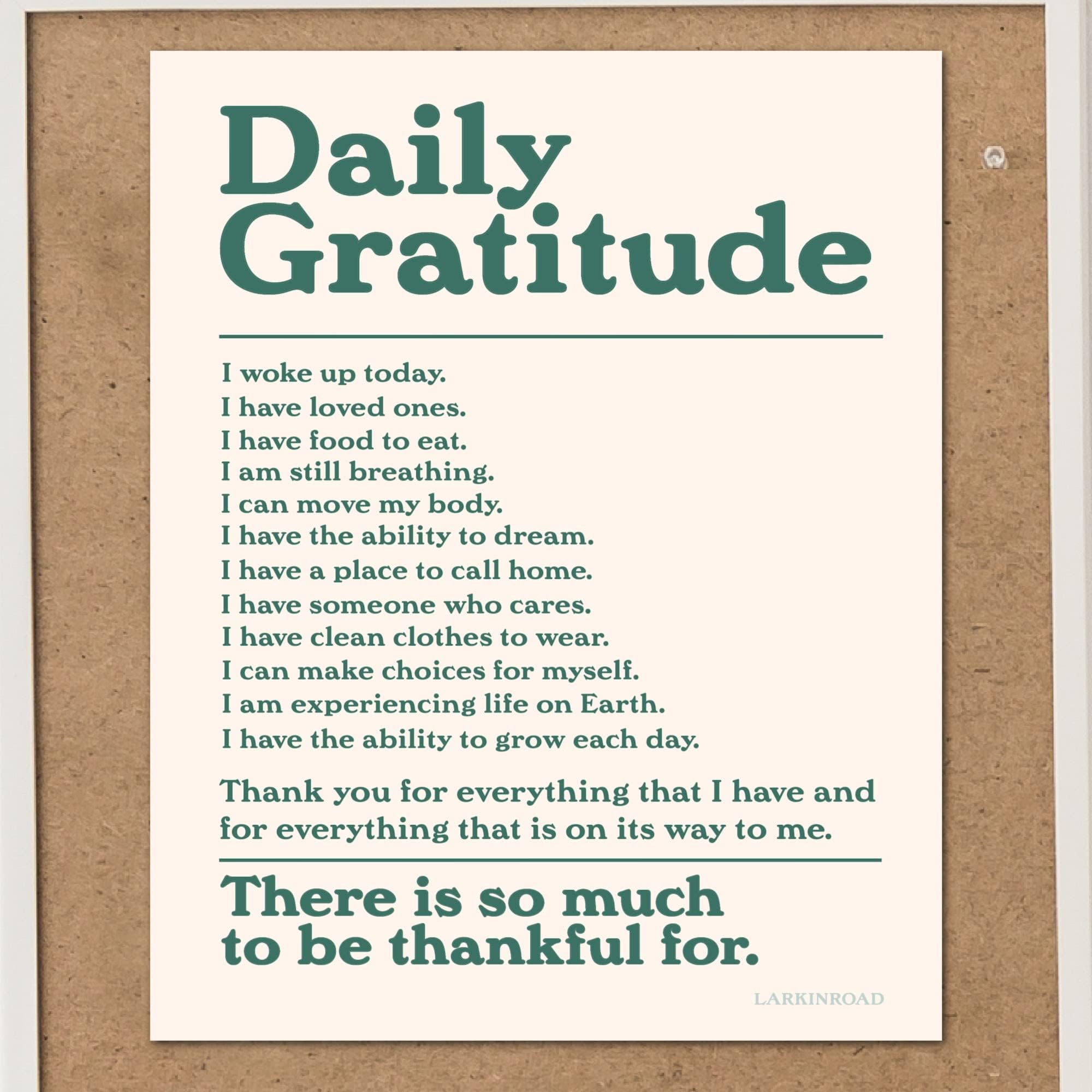 Amazon.com: LARKINROAD Green Daily Gratitude Poster 8'' x 10'' Green ...