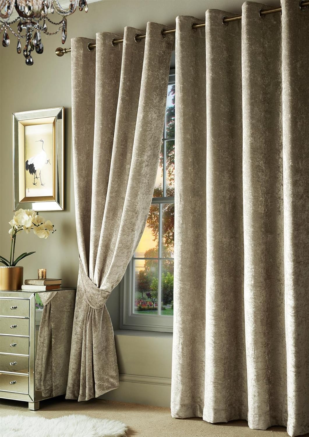 Roseley Crushed Velvet Curtains Eyelet Ring Top Fully Lined For Living ...