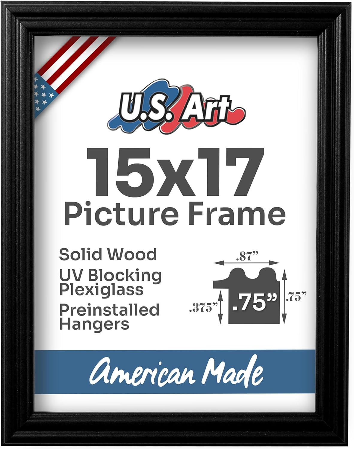 Amazon.com: US Art 15x17 Black 0.75 in Wooden Photo Picture Poster ...