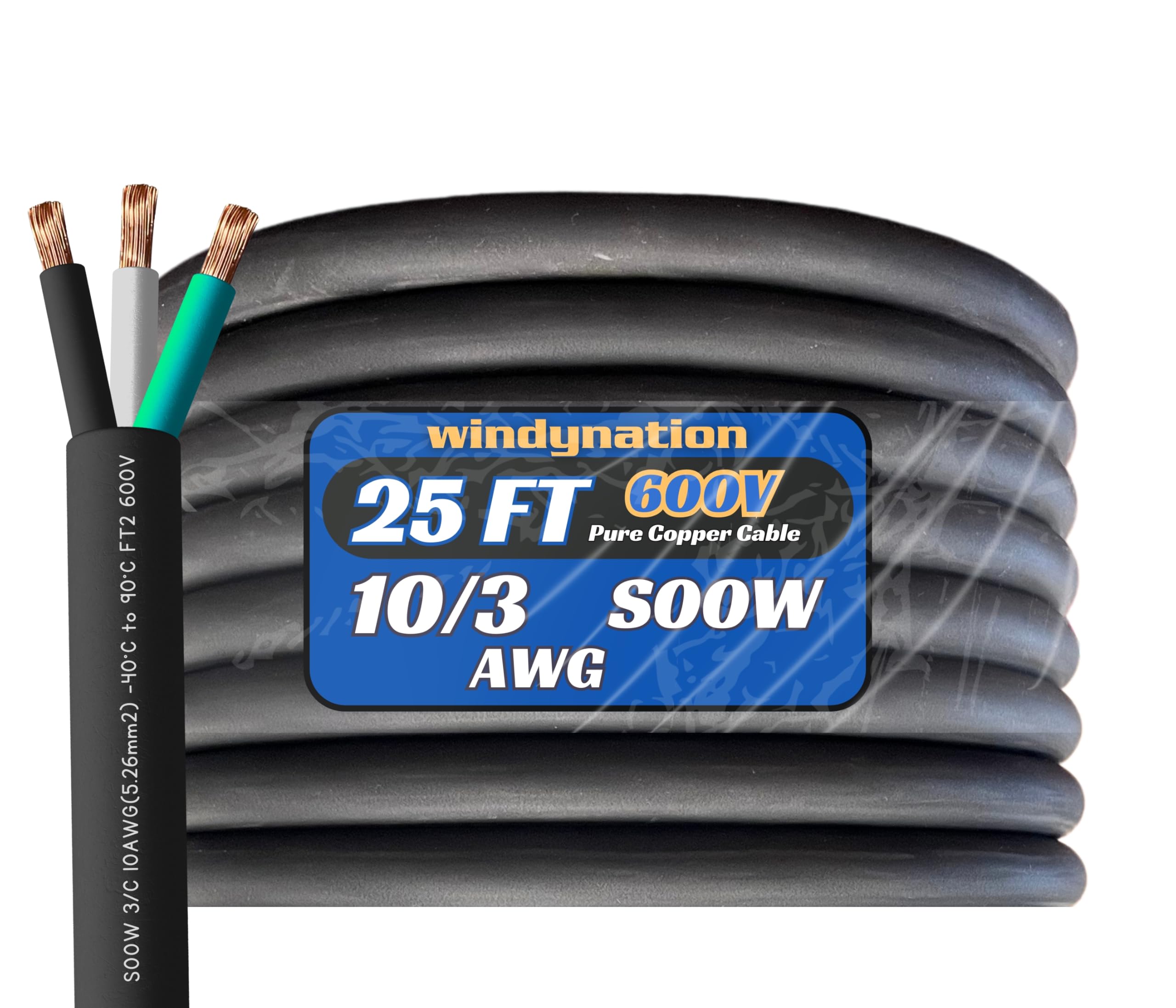 Snapklik.com : WindyNation 25 Feet 10/3 10 AWG SOOW SO Cable Cord Wire ...