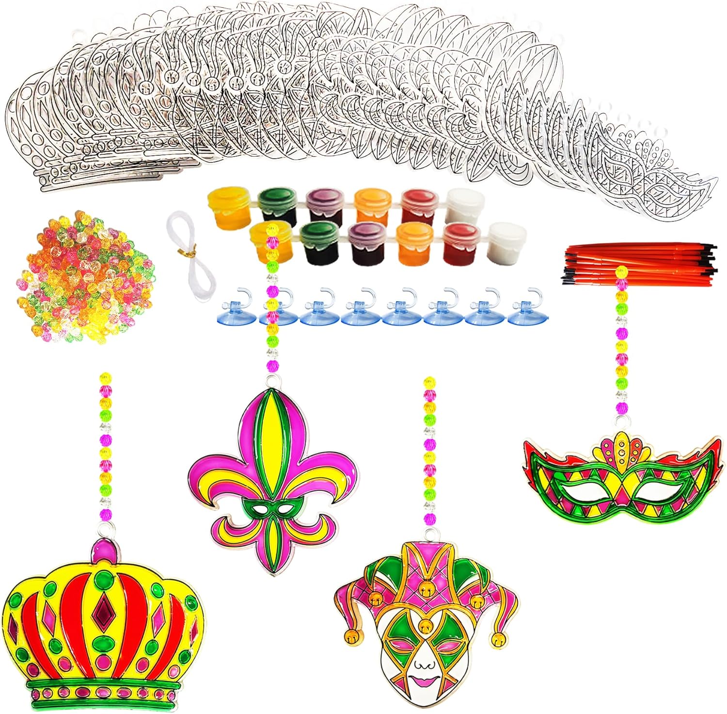 Amazon.com: 28 Sets Mardi Gras Craft Kits Mardi Gras Fleur De Lis Sun ...