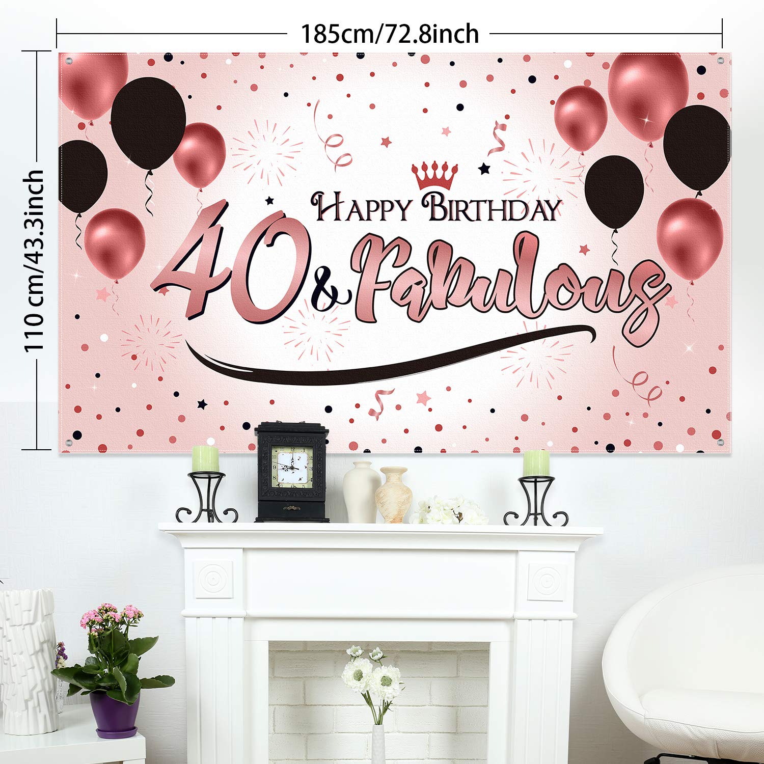 Buy 40th Happy Birthday Party Decoration Rose Gold Women 40th Banner buy-40th-happy-birthday-party-decoration-rose-gold-women-40th-banner