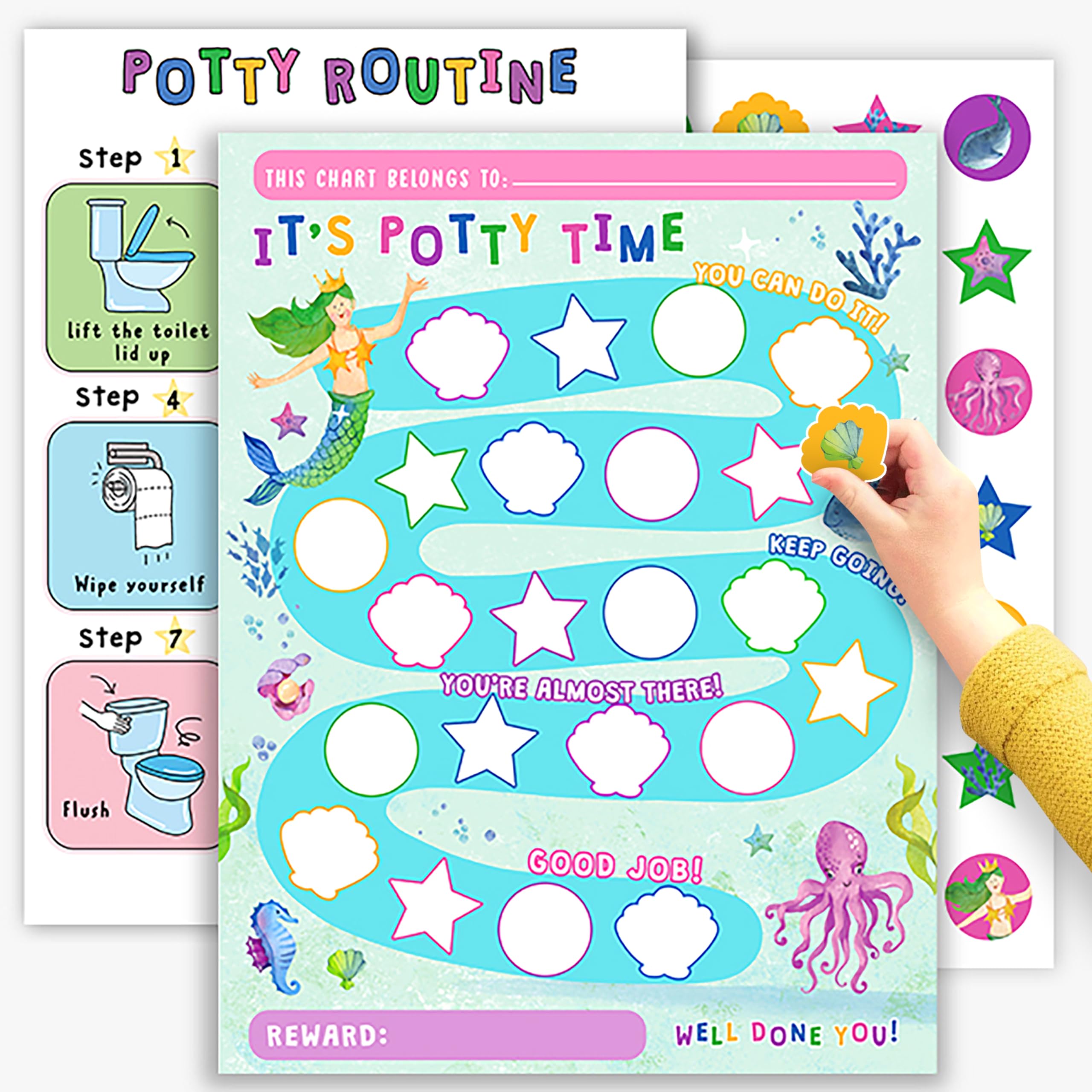 Amazon.com: Toddler Potty Training Chart x10 pcs - Mermaids Sticker ...