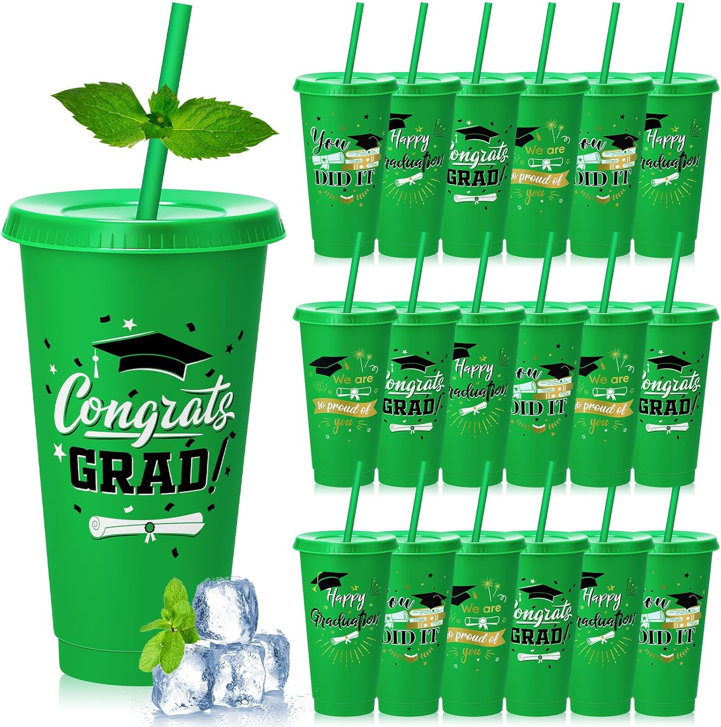 Amazon.com | SiliFine 24 Pcs Graduation Cups Class of 2025 Gifts 24 oz ...