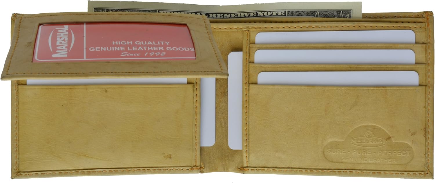 Amazon.com: MARSHAL Wallet Genuine Leather Men Bifold Flap Up Wallet ...