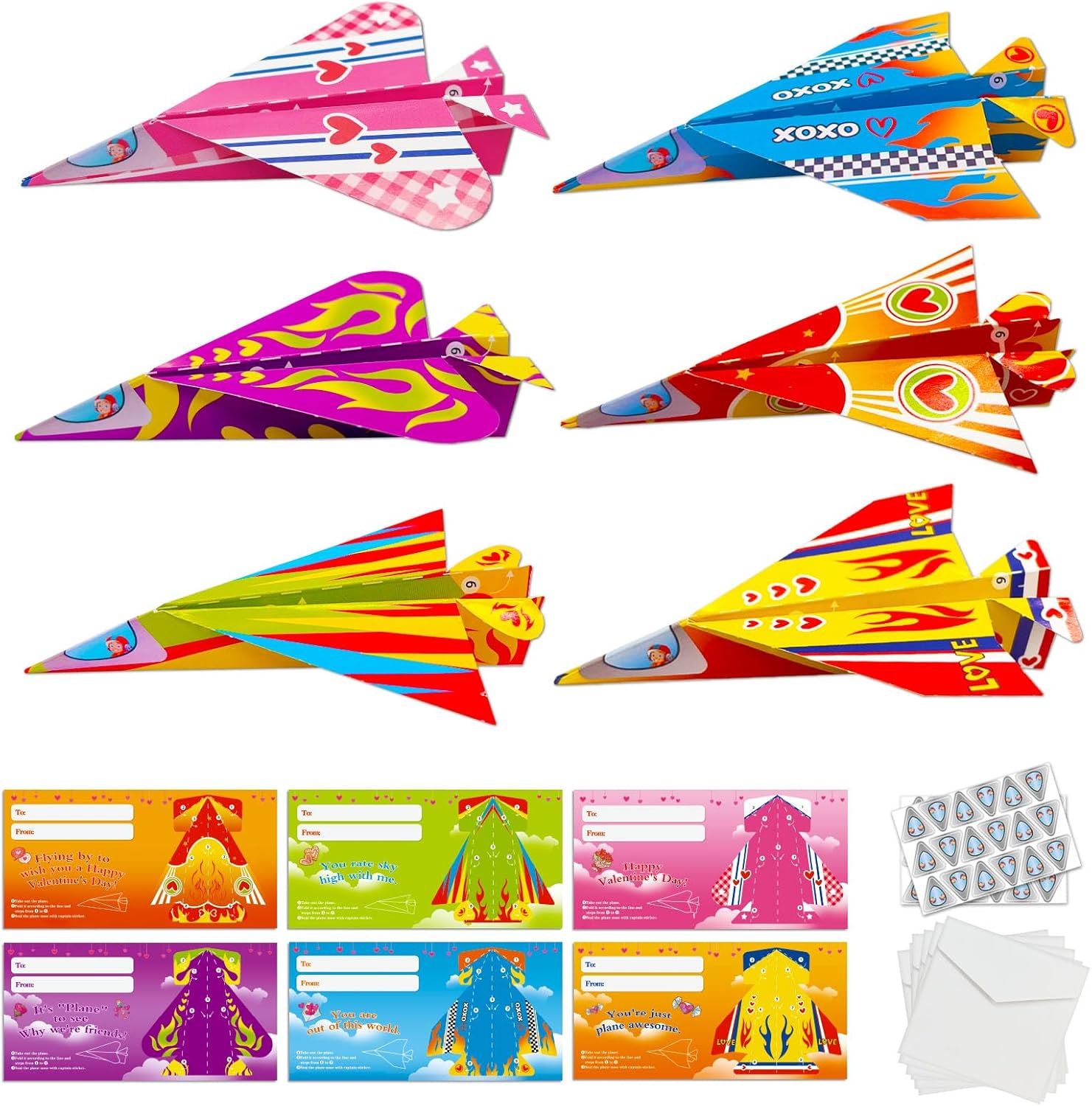 HEYINSHEN 30 Valentines Day Cards for Kids Classroom Flying Paper ...