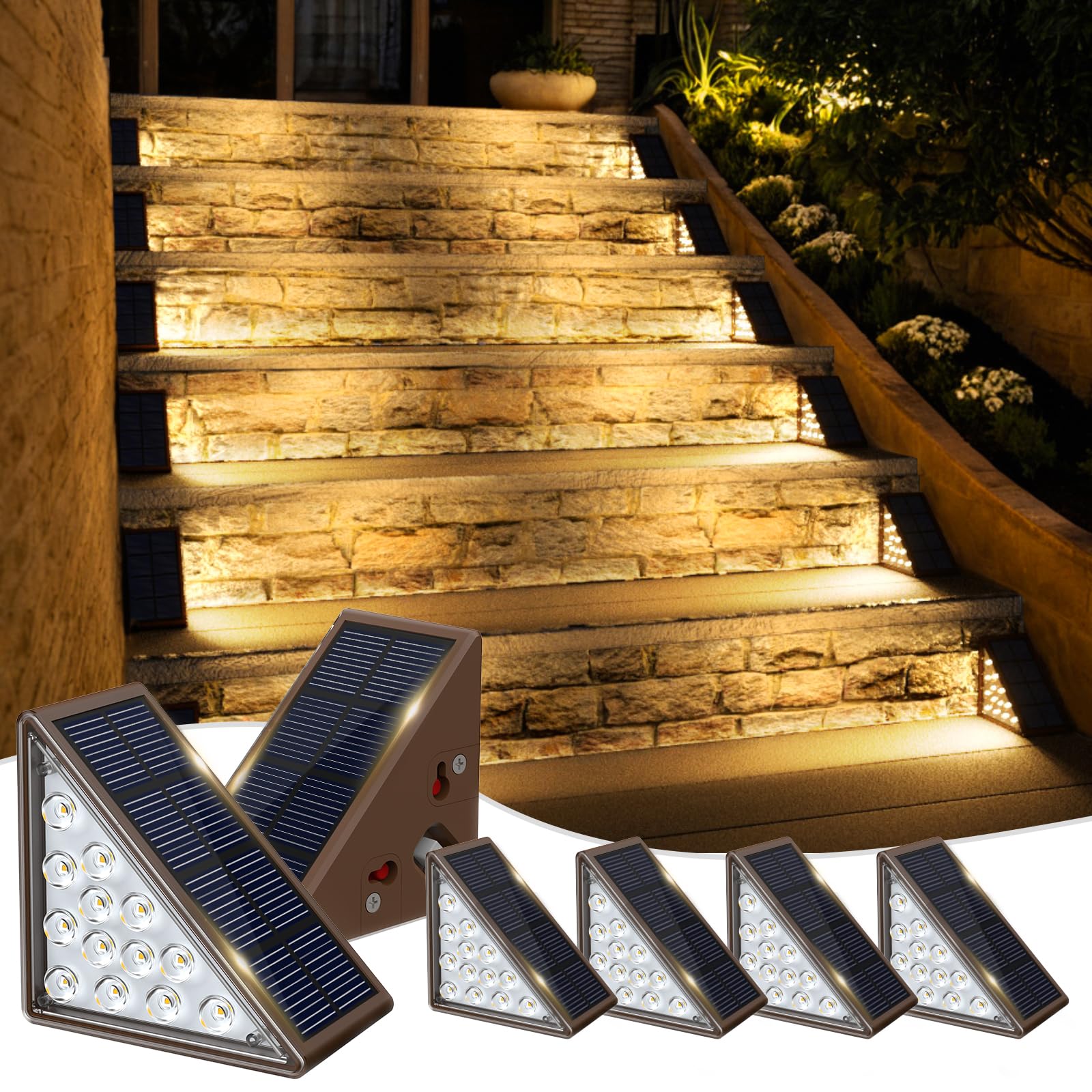 JOFIOS Solar Step Lights for Outside,6pack Solar Stair Lights Outdoor ...