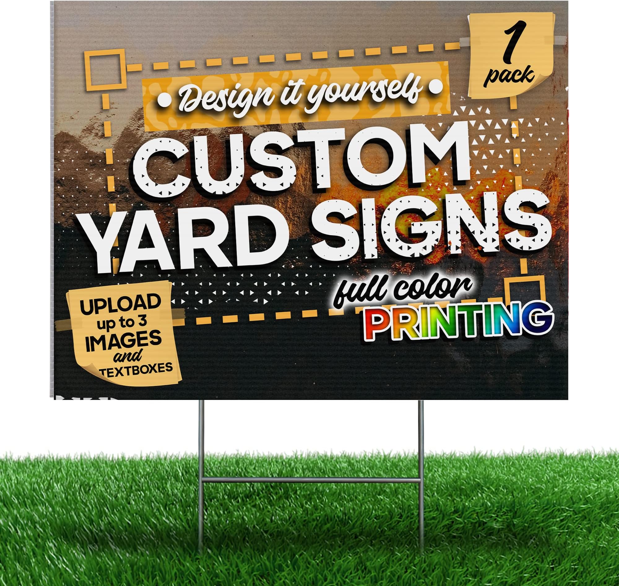Amazon.com : 24"x18" Custom Yard Signs with Metal Stakes (1-Pack ...
