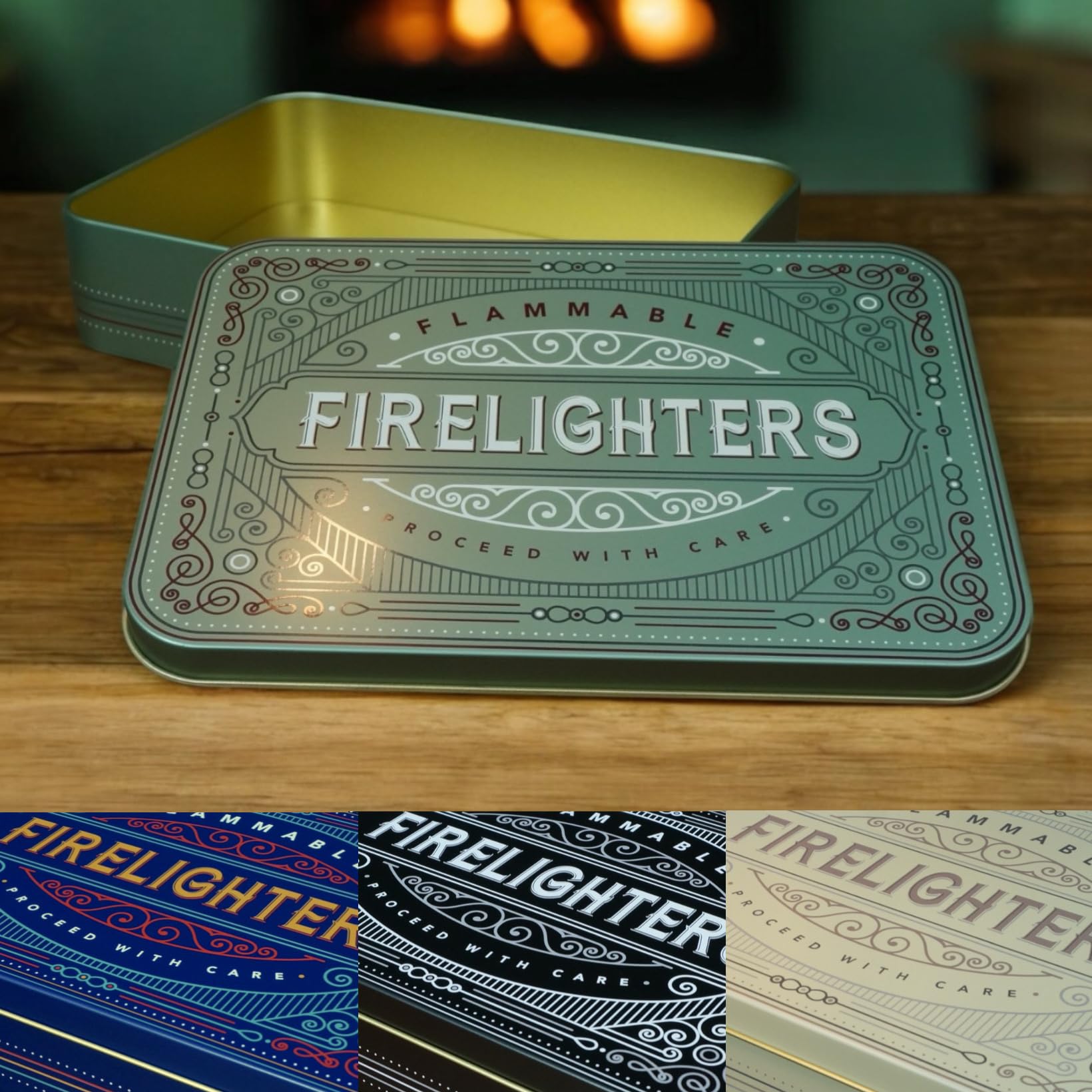 TINIT Firelighter Tin - Storage Accessory Metal Tin Natural Woodburner ...