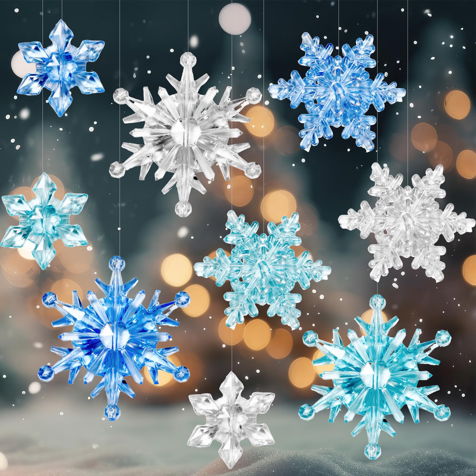 Amazon.com: Soaoo 150 Pcs Christmas Acrylic Snowflake Ornaments ...