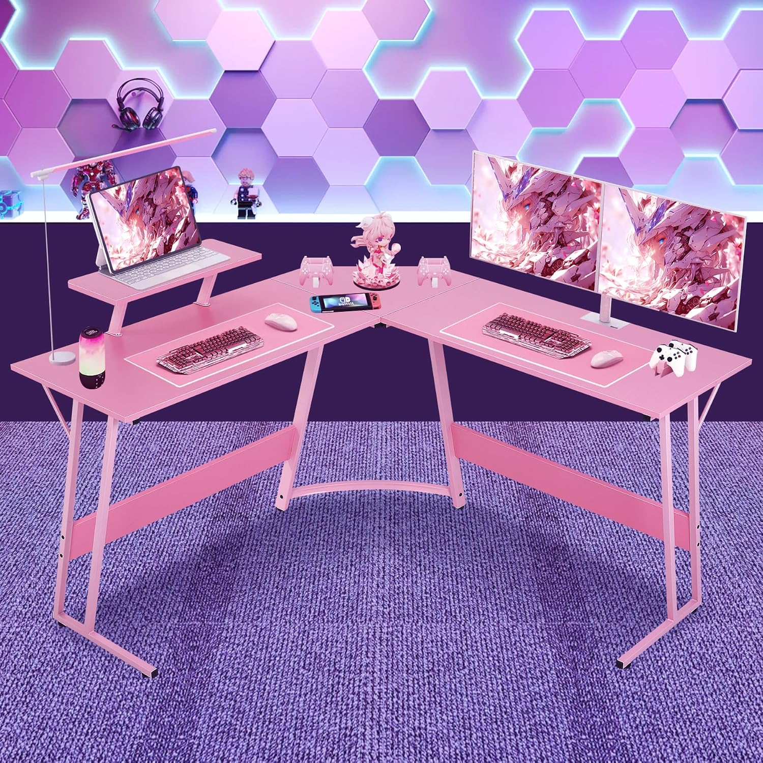 Amazon.com: BLKMTY L Shaped Desk PC Gaming Desk Computer Desk with ...