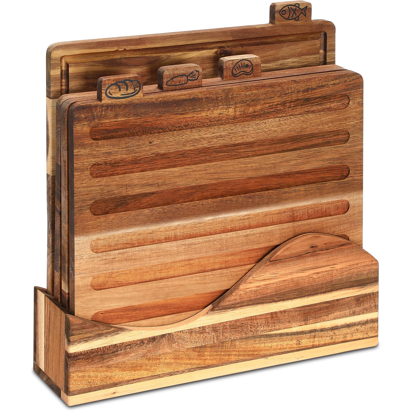 Amazon.com: Jingmore Acacia Wooden Cutting Board Set with Labeled Food ...