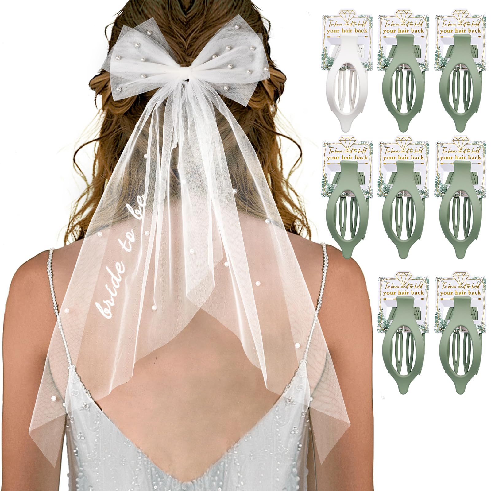 Amazon.com: Bride to Be Embroidered Hair Bow Veil Bridesmaids Hair ...