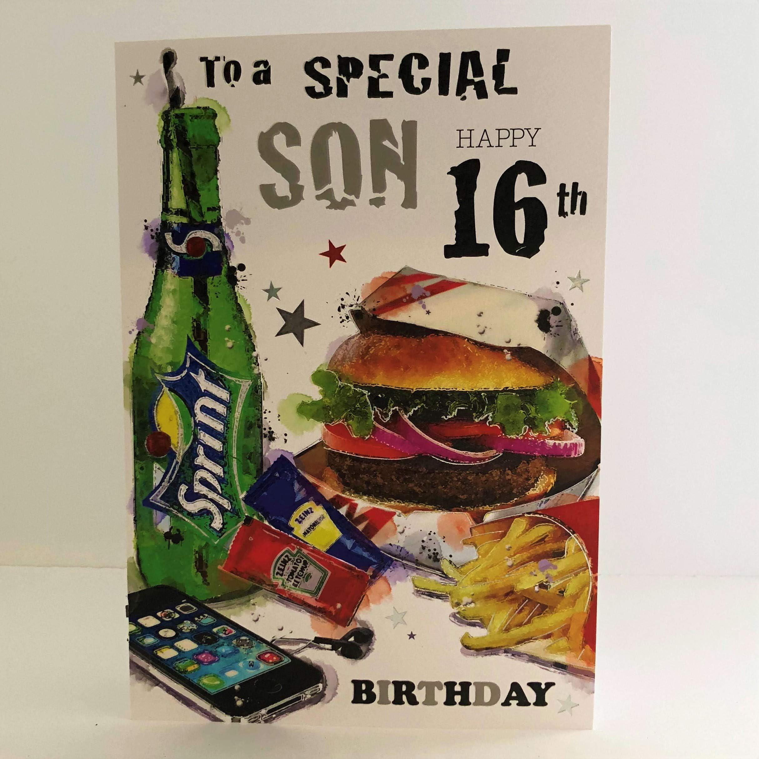 Jonny Javelin Wonderful Son Happy 16th Birthday Card - Age 16 Balloons ...