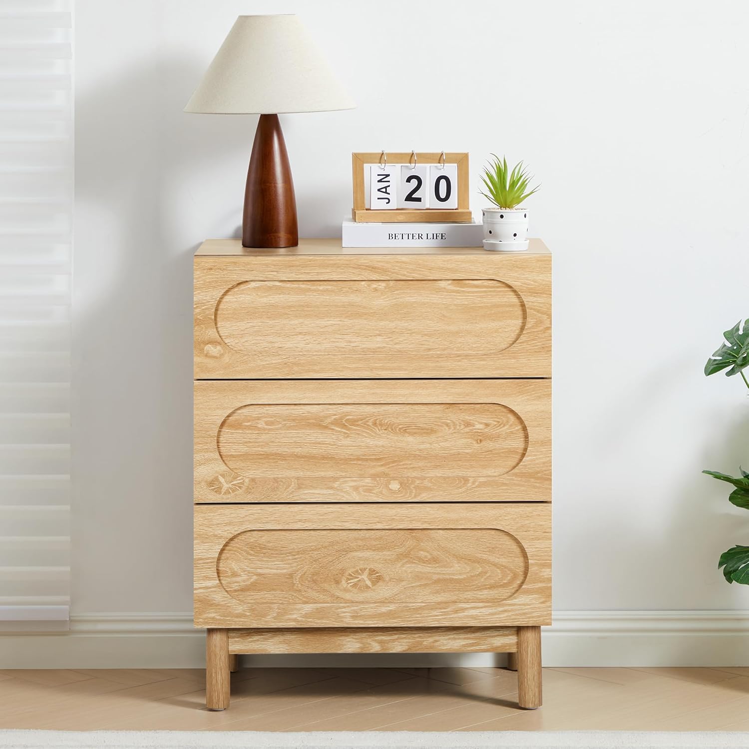 Amazon.com: FurSch Modern 3 Drawer Dresser, Wood Chest of Drawers ...