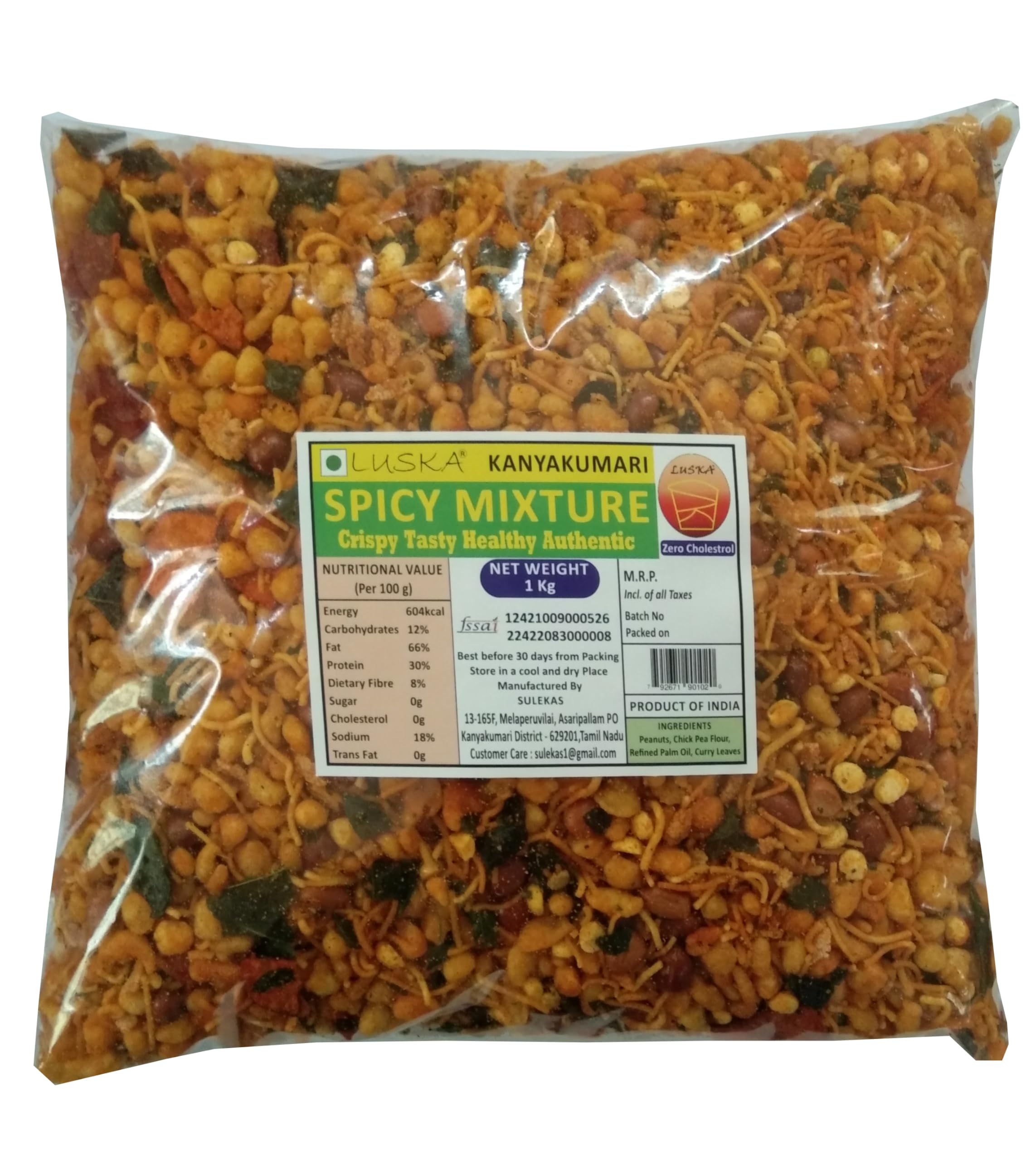 LUSKA Kanyakumari Hot Spicy Mixture Namkeen Snack | 1 kg (1000 grams ...