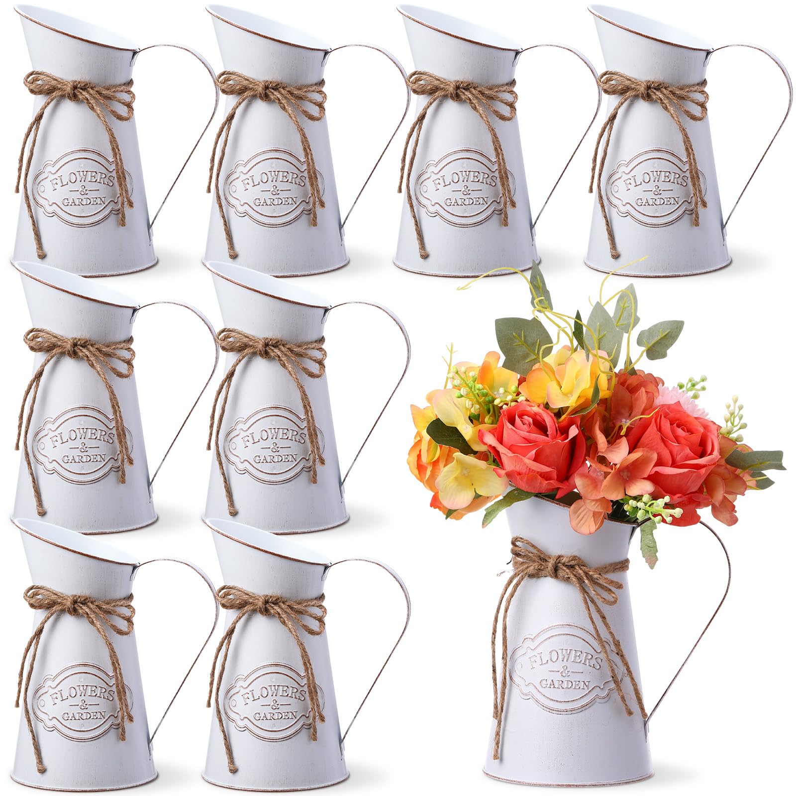 Chumia Rustic Metal Jug Vase for Flower 7.87 Inch Pitcher Flower Vase ...