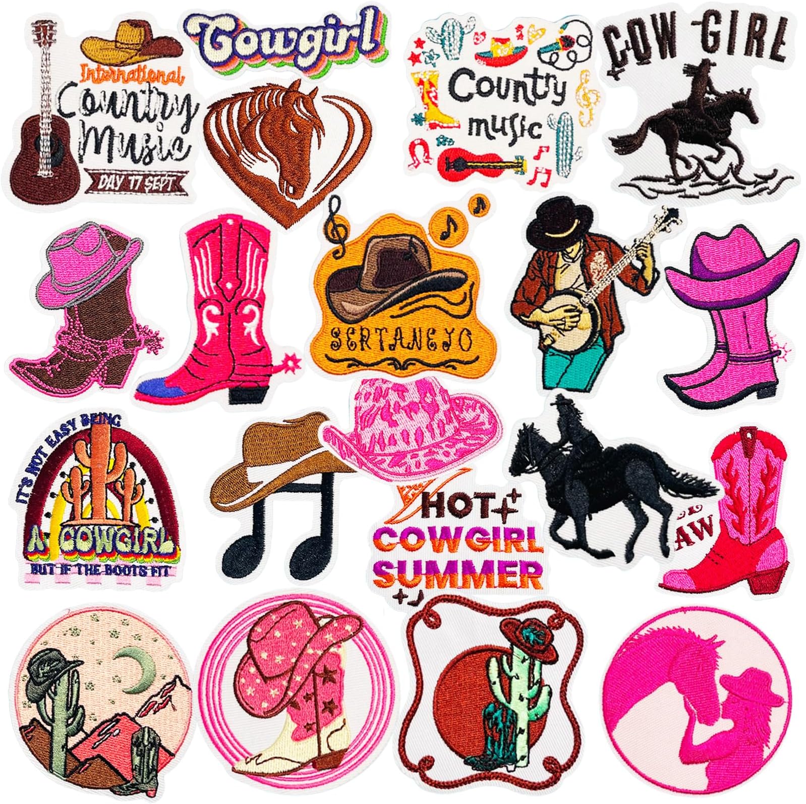 Amazon.com: Cowboy Hat Boots Patch Western Brown Rodeo Embroidered Iron ...