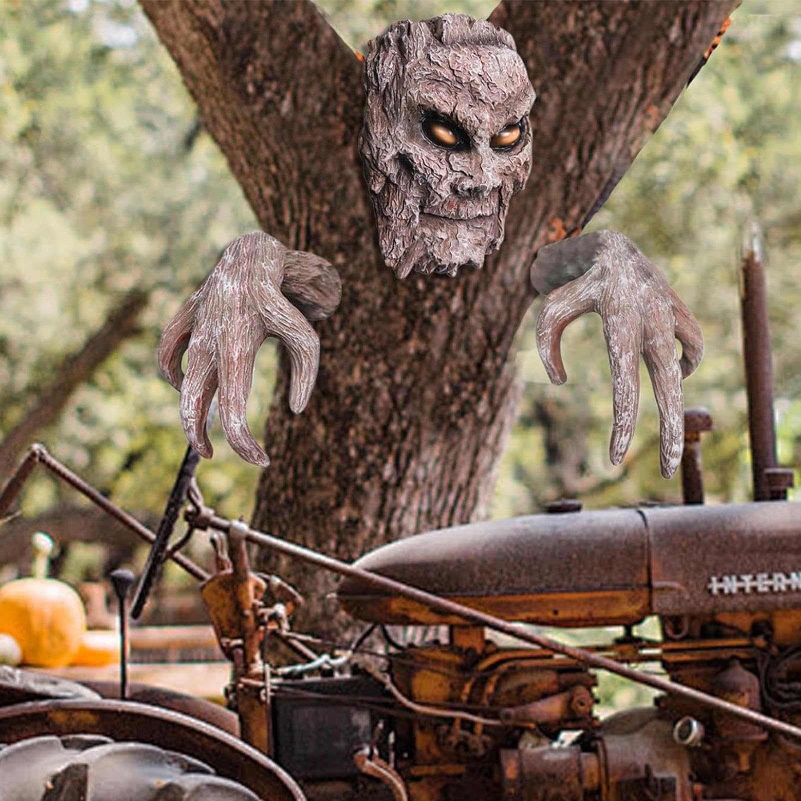 Tree Face Halloween Decor Decorative Objects Figurines Creative Resin