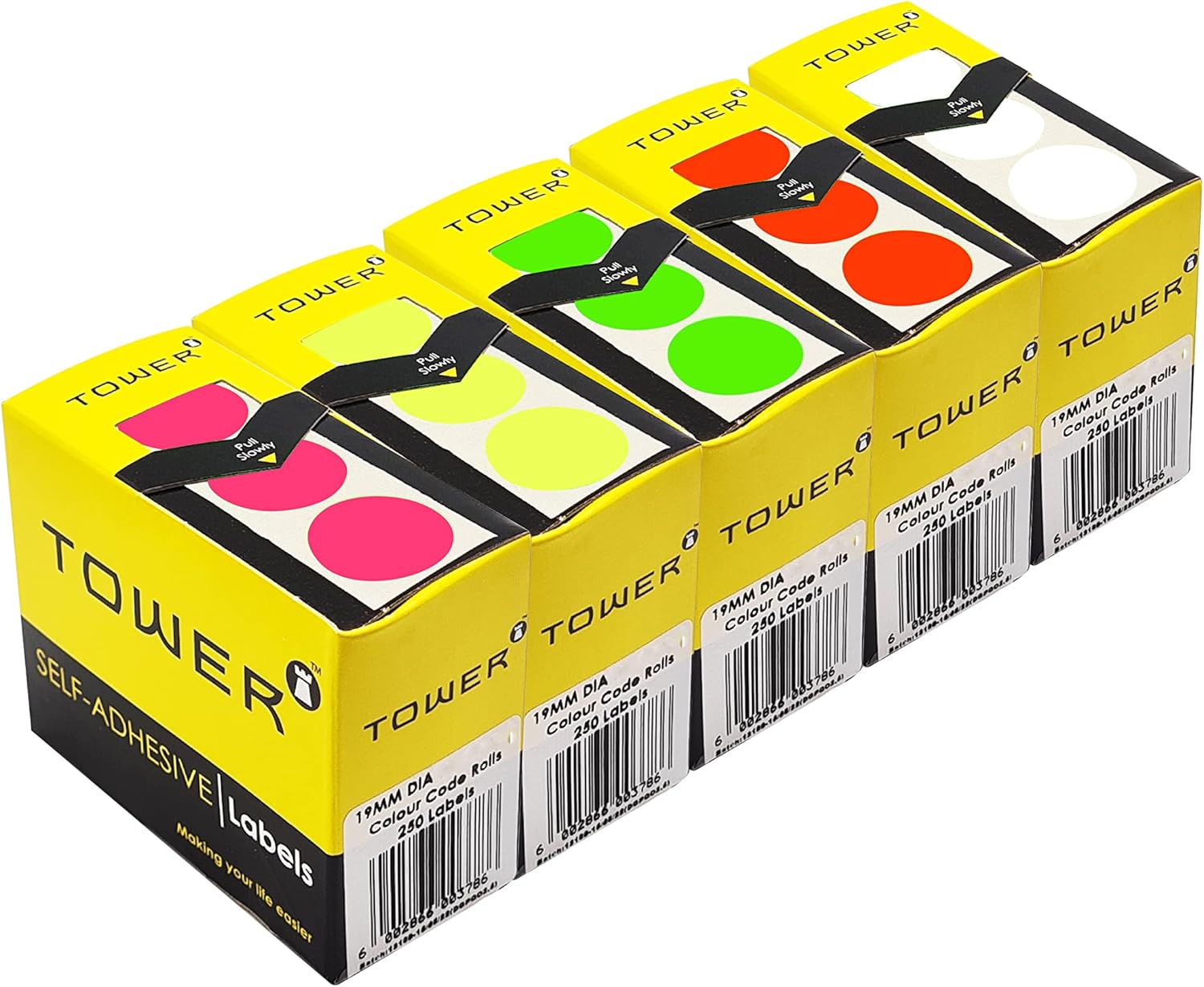 Tower Mixed Fluorescent 19mm Round Color Coding Circle Dot Labels ...