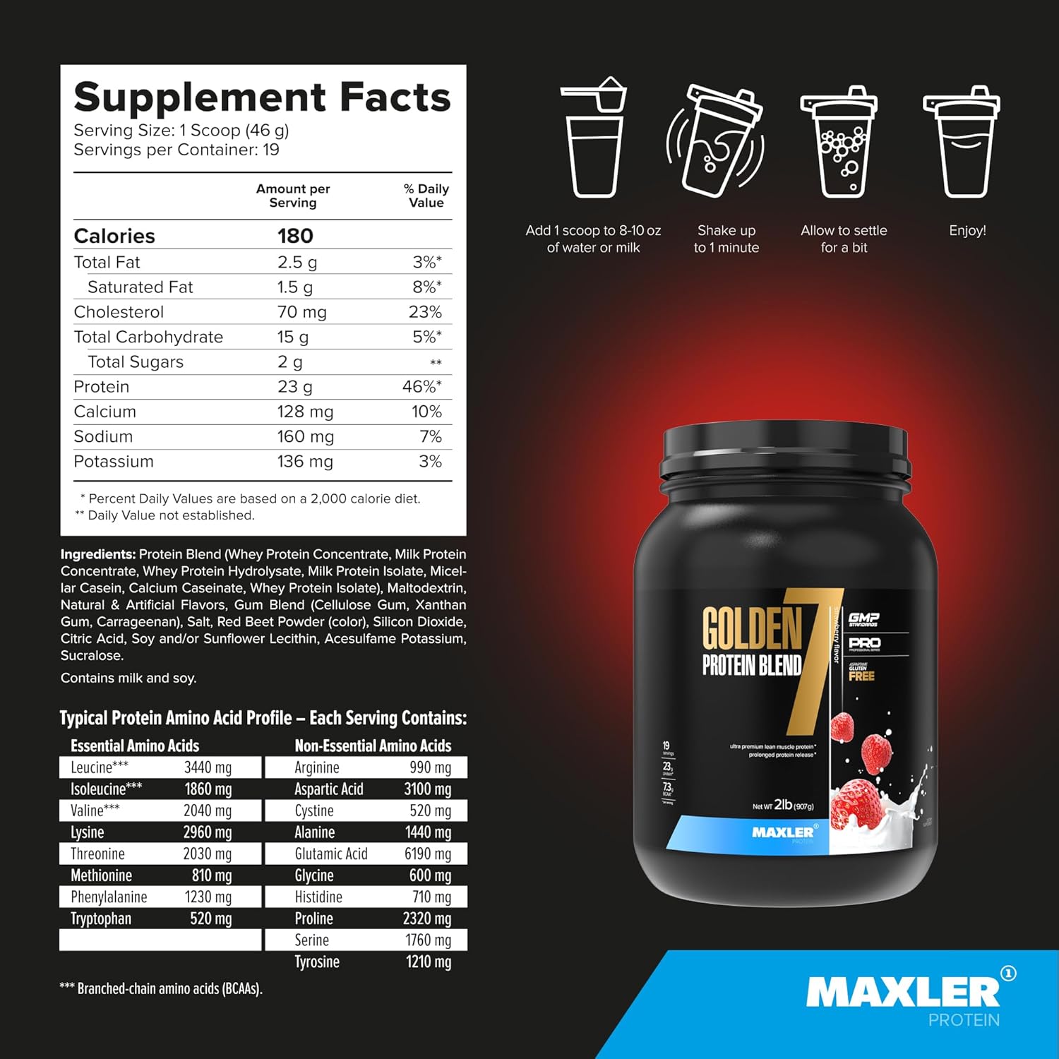 Maxler Golden 7 Protein Blend – Proteína en polvo para ganancia ...