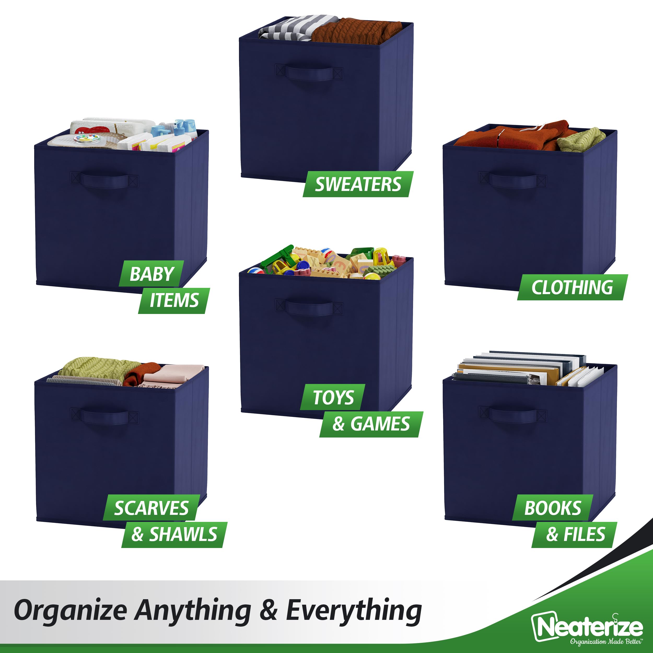 Snapklik.com : Fabric Storage Cubes For Cube Organizer - 8 Pack Heavy ...