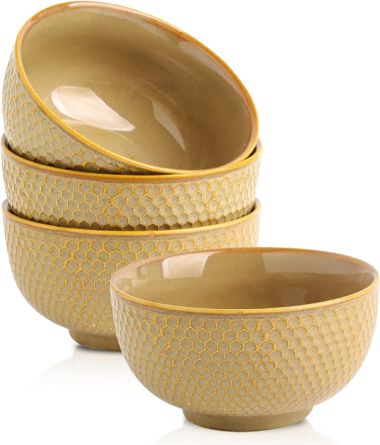 Amazon.com: YELLOYA 22oz Yellow Japanese Ceramic Bowls, Embossed ...