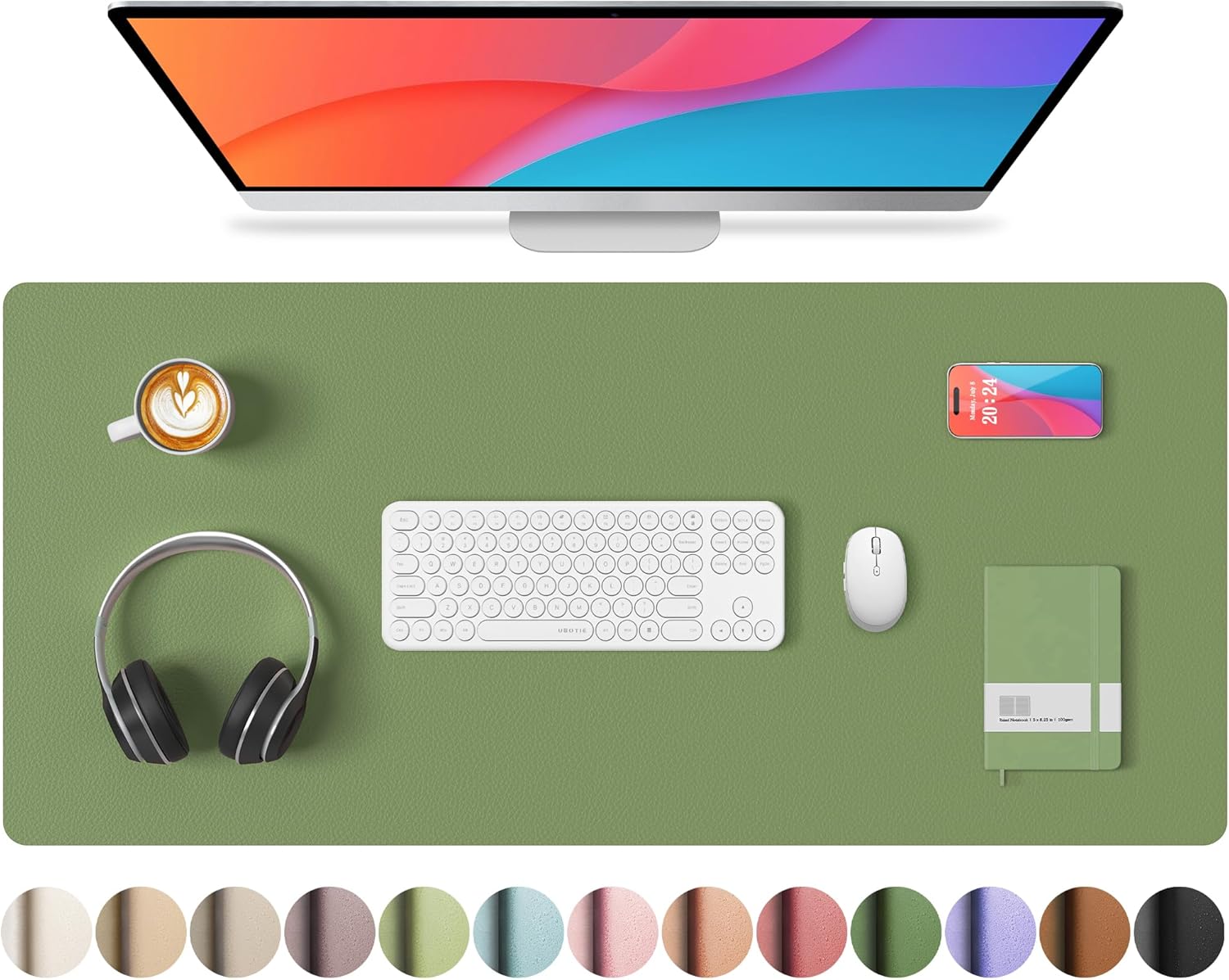 Amazon.com : Leather Desk Pad Protector, Long Mouse Pads, Non-Slip ...