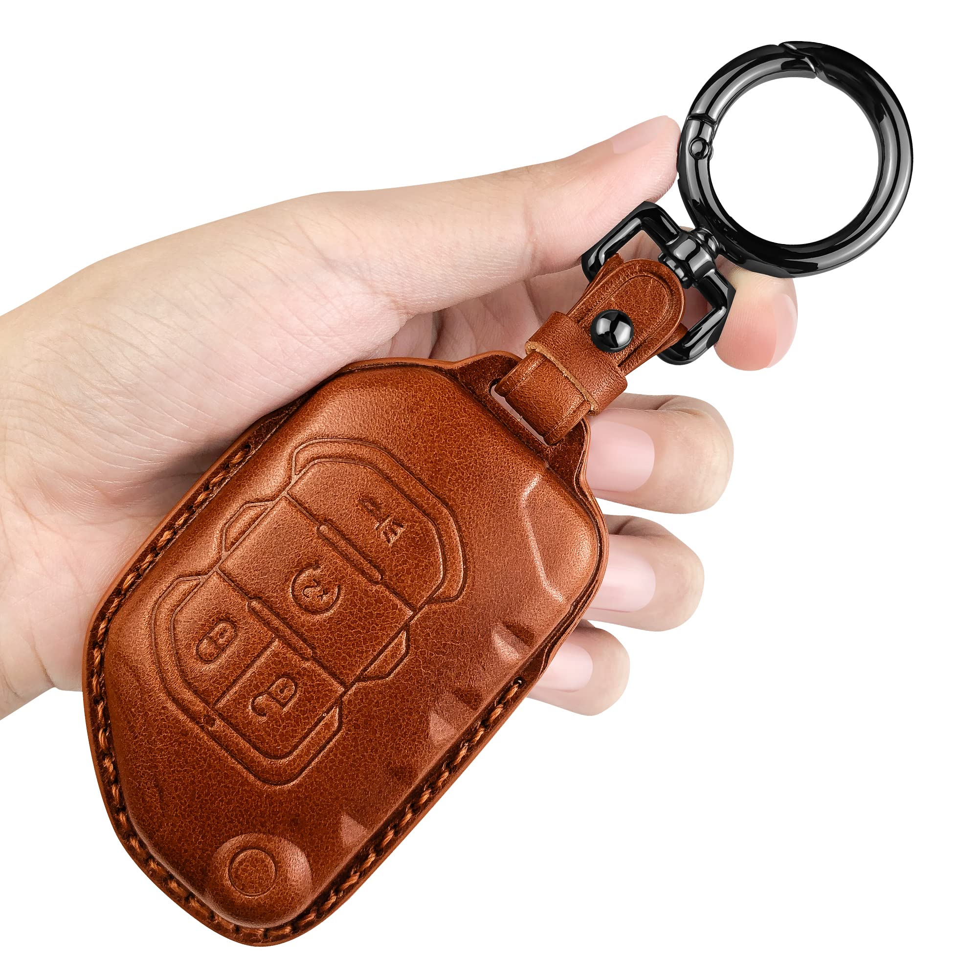 Amazon.com: Tukellen for Jeep Key Fob Cover Leather with Keychain ...