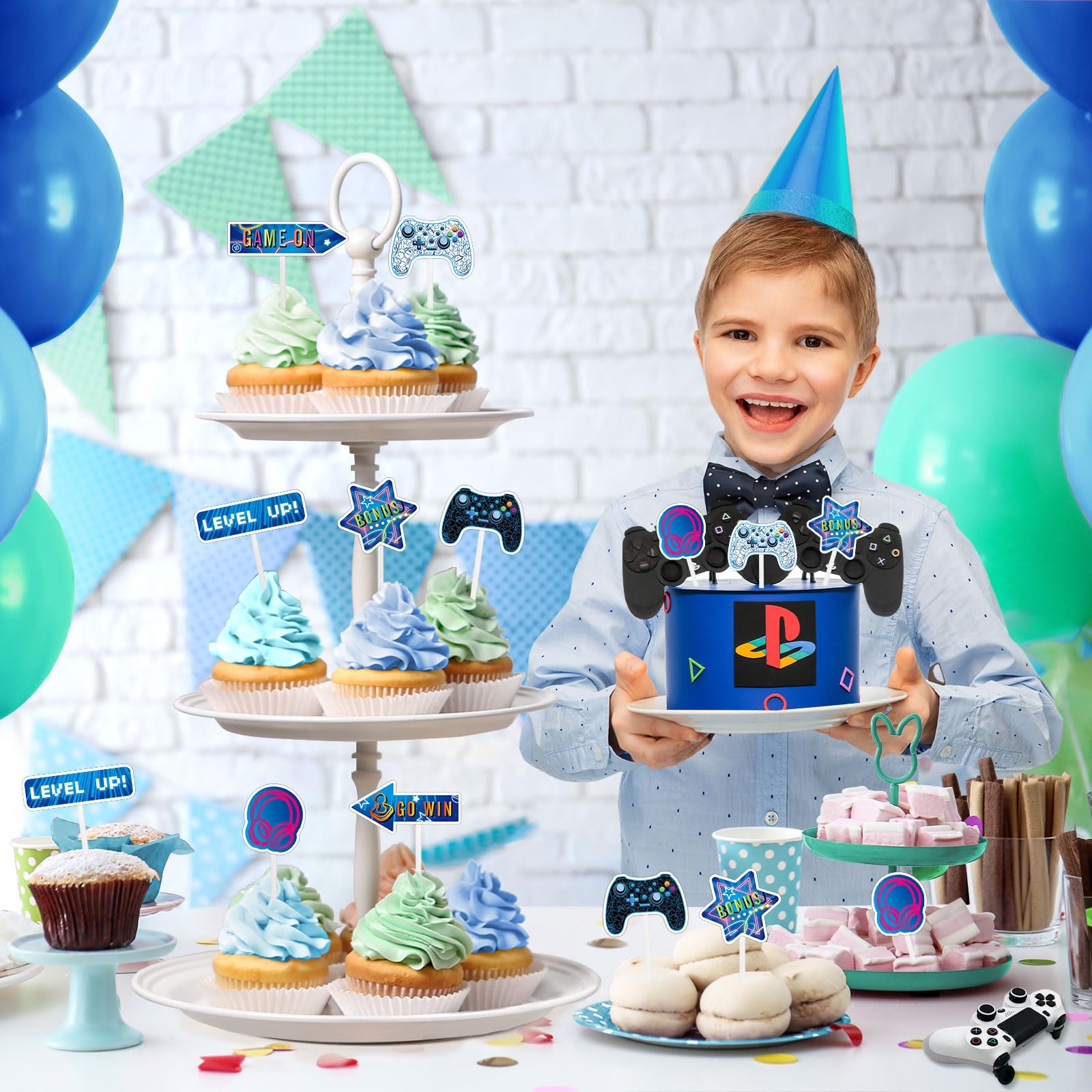 Snapklik.com : Video Game Cupcake Toppers - 35 PCS Gamer Party Cupcake ...