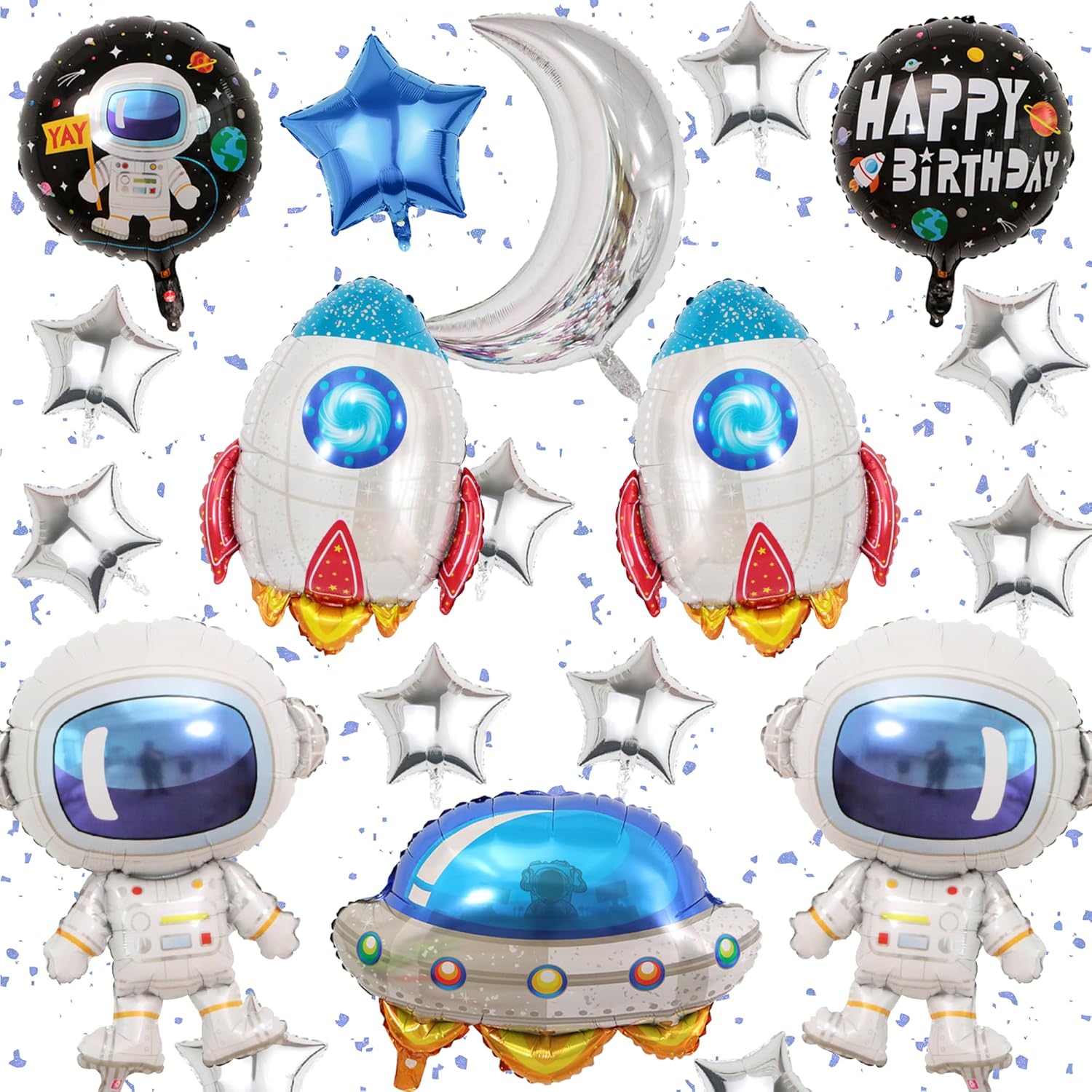 Amazon.com: 19 PCS Astronaut Foil Balloons Space Theme Astronaut Shape ...