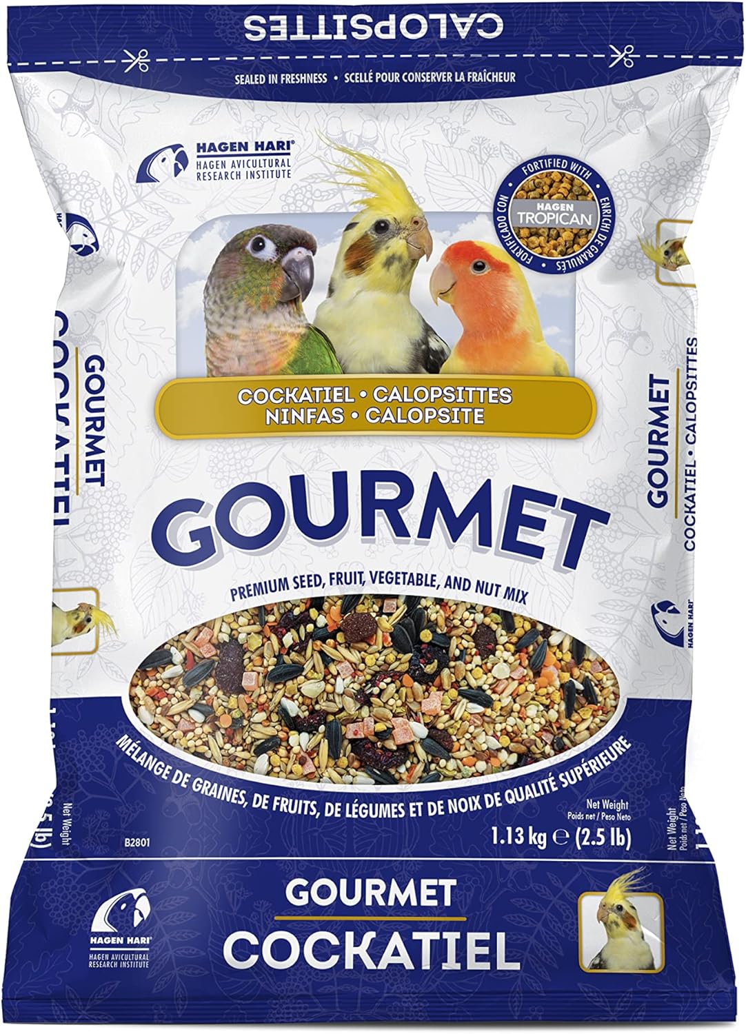 Hagen B2801 Gourmet Seed Mix for Cockatiels and Small Hookbills, 1.3 Kg ...