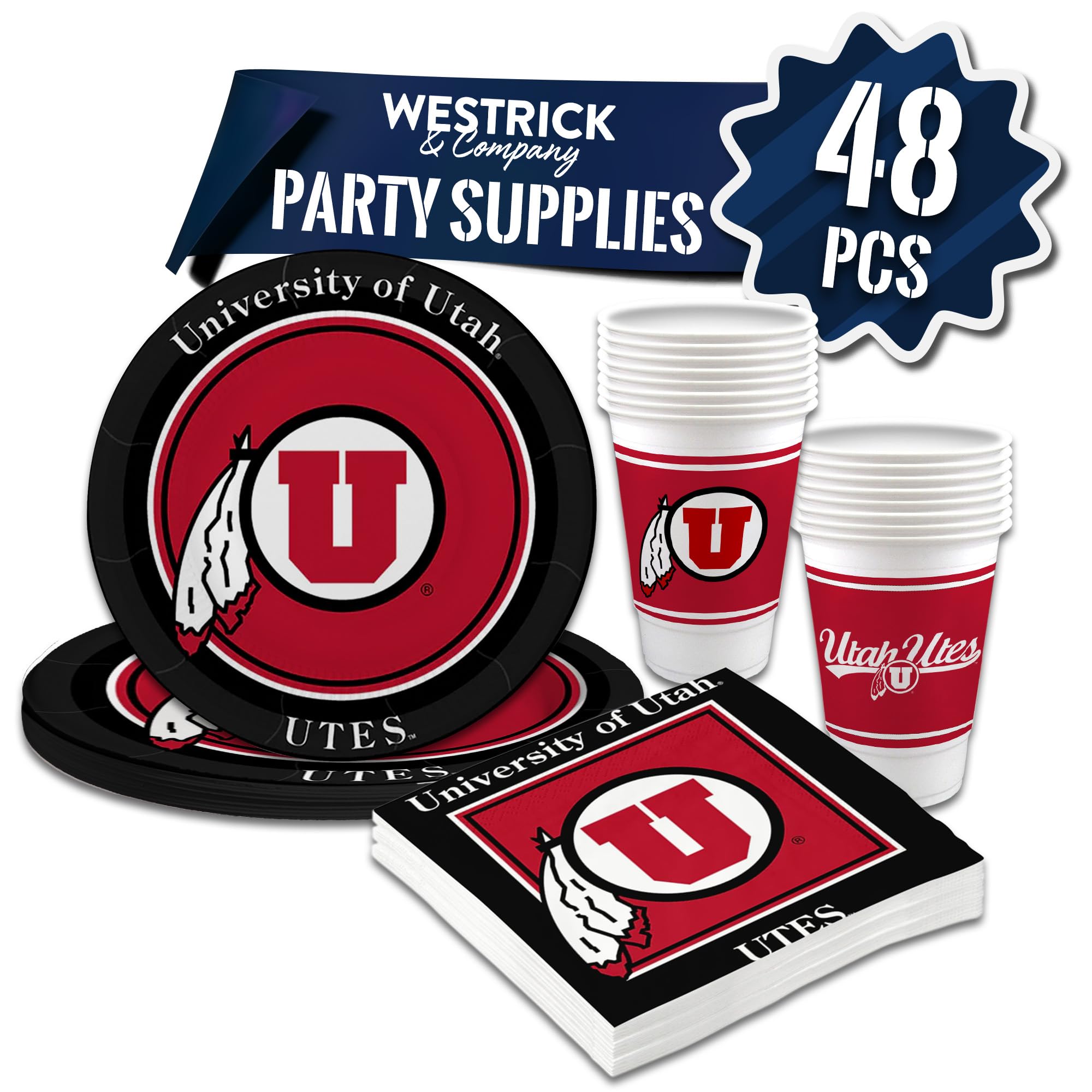 Amazon.com: Westrick Utah Utes Party Supplies 48 Piece Officially ...